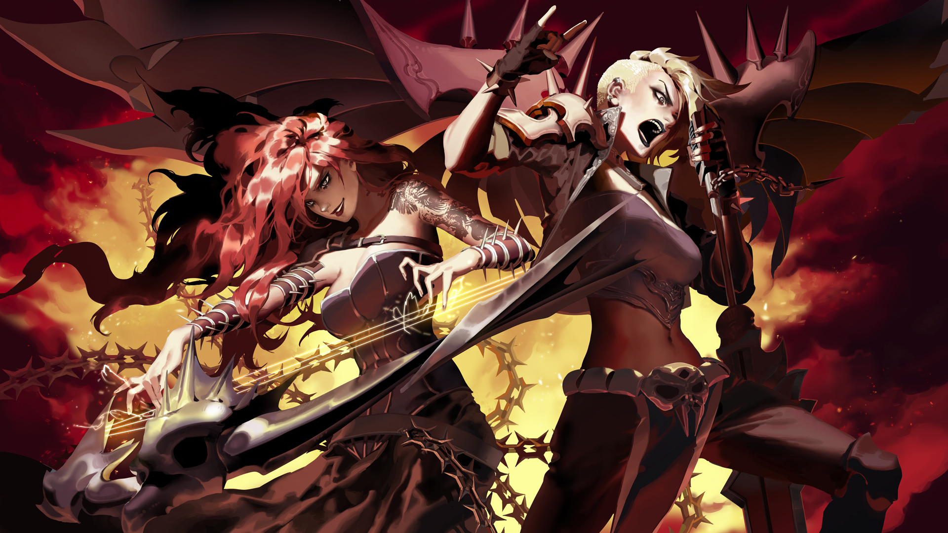 Pentakill Rock Queens: Kayle & Sona in Epic League of Legends HD Wallpaper