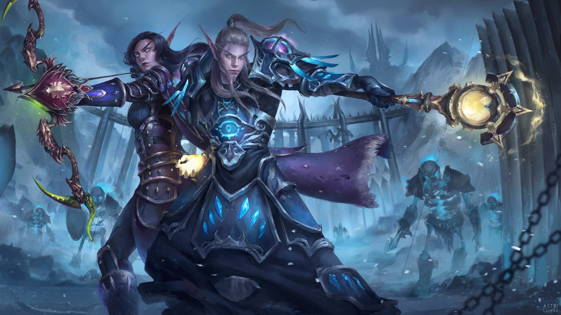 Undead Elf Warrior: Arcane Archer and Wizard in Battle Armor HD Fantasy ...