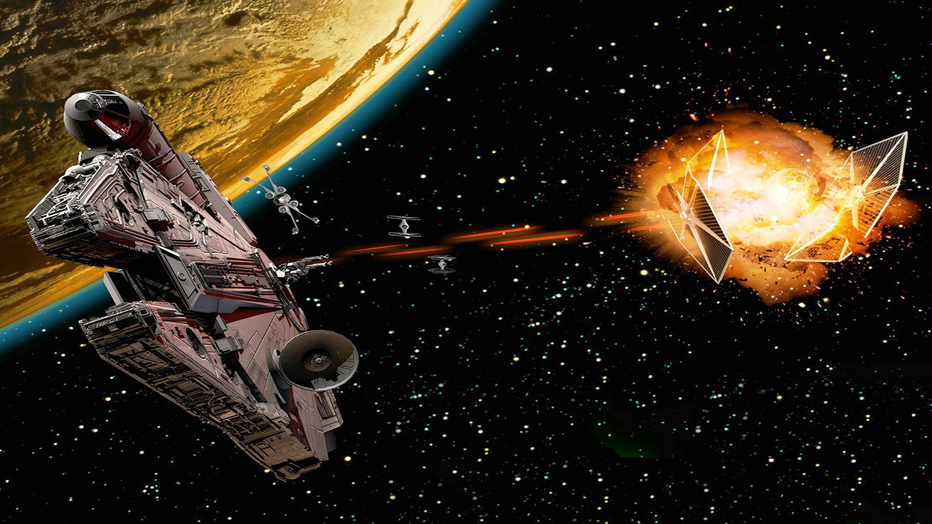 Download Explosion Spaceship Millennium Falcon Sci Fi Star Wars HD ...