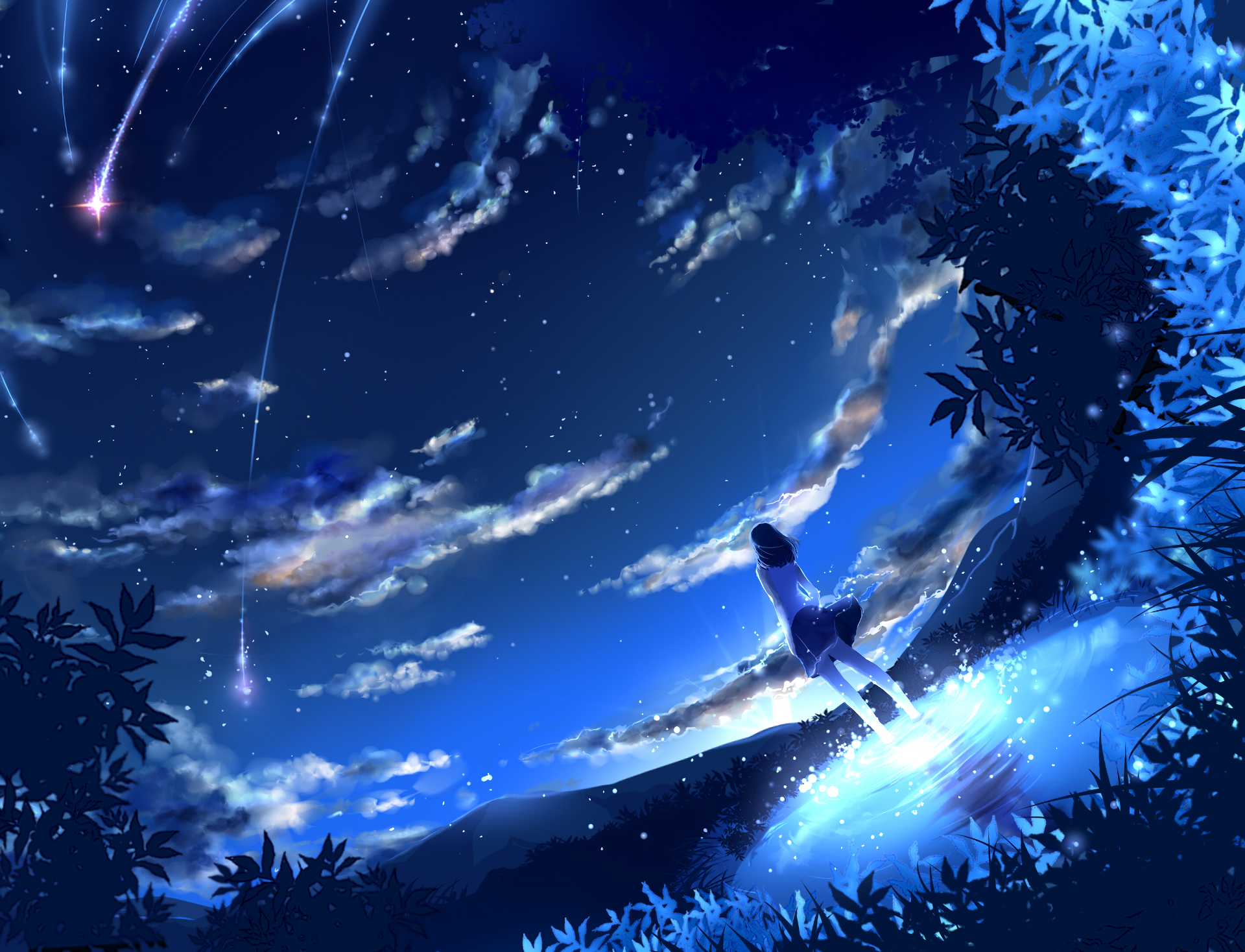 Enchanted Night Sky - Original Anime HD Wallpaper