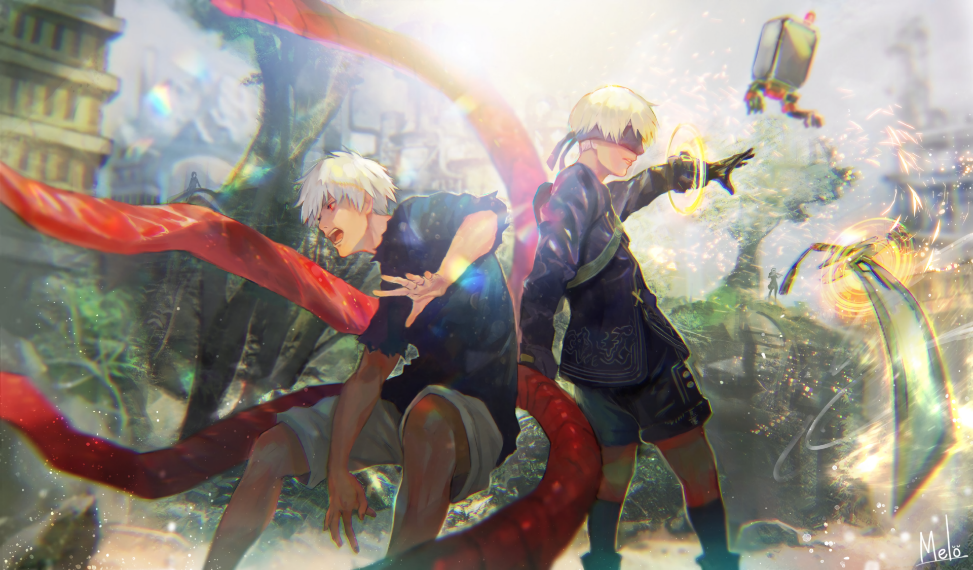 NieR: Automata x Tokyo Ghoul Crossover HD Wallpaper by 灸場メロ