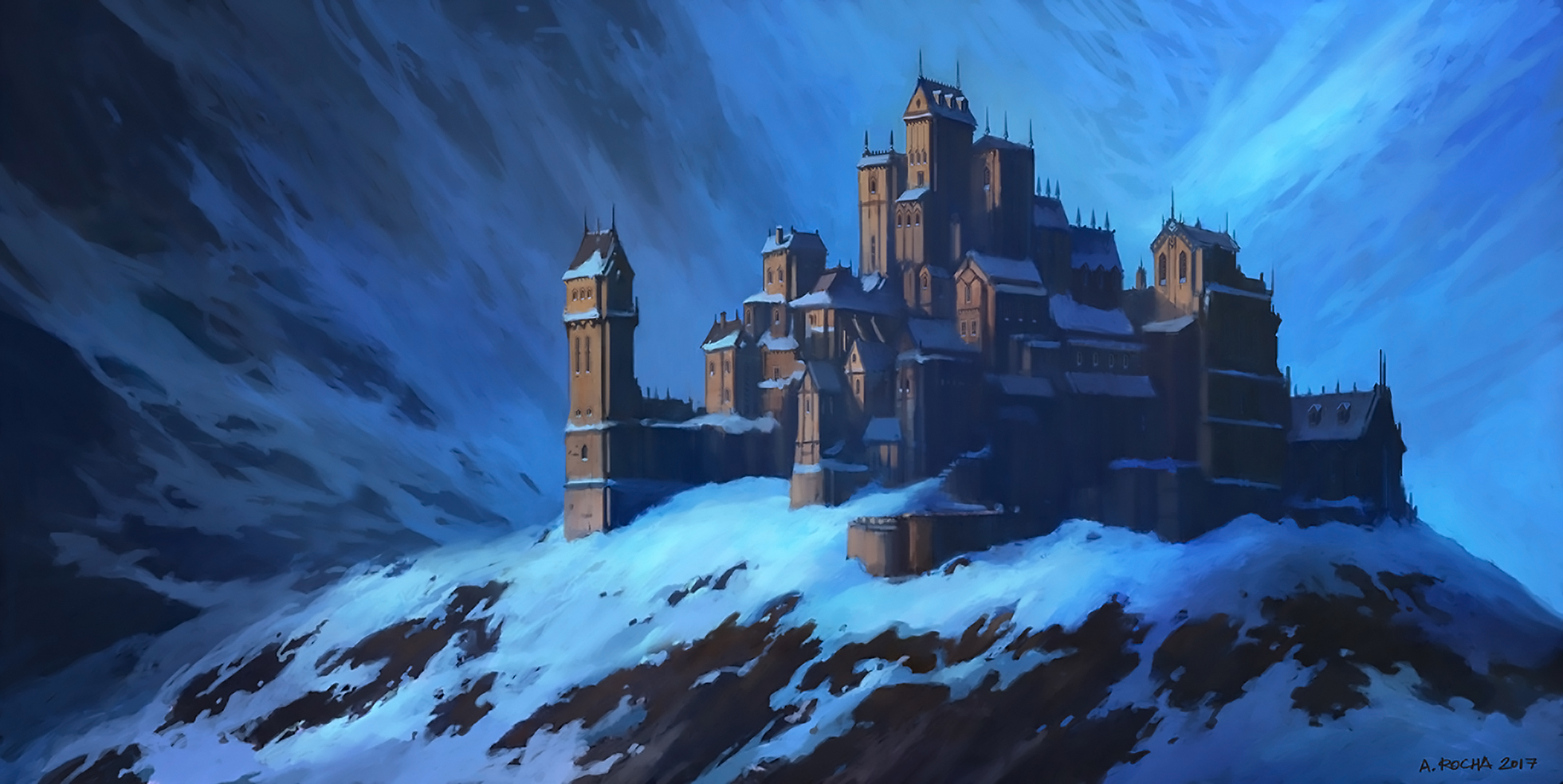 Majestic Snow-Covered Fantasy Castle | HD Wallpaper by Andreas Rocha