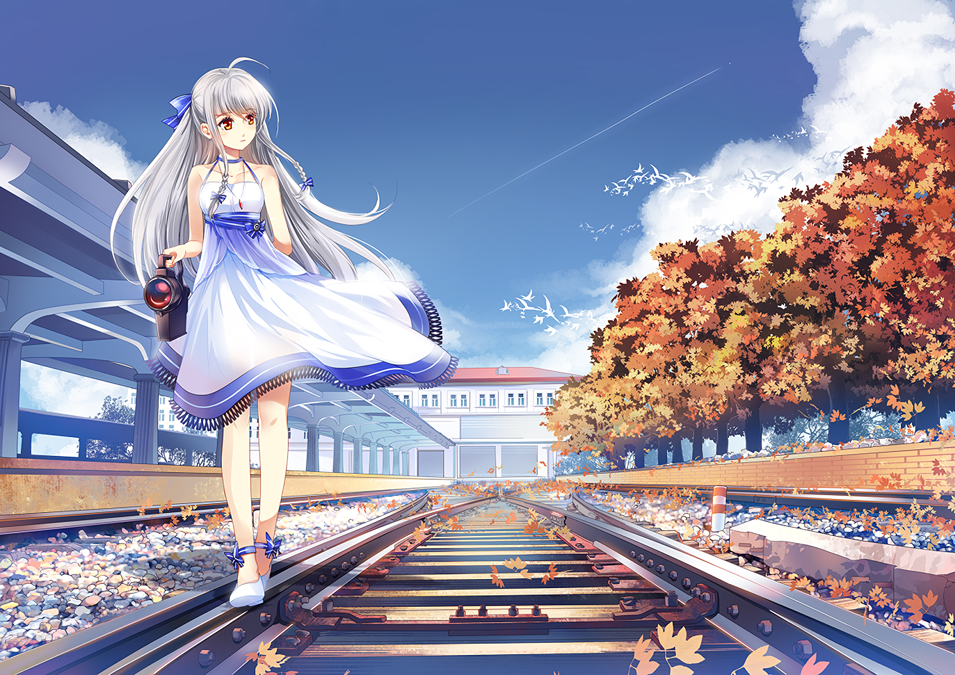 Anime Original HD Wallpaper: Autumn Breeze on the Rails | 1920x1358 ...