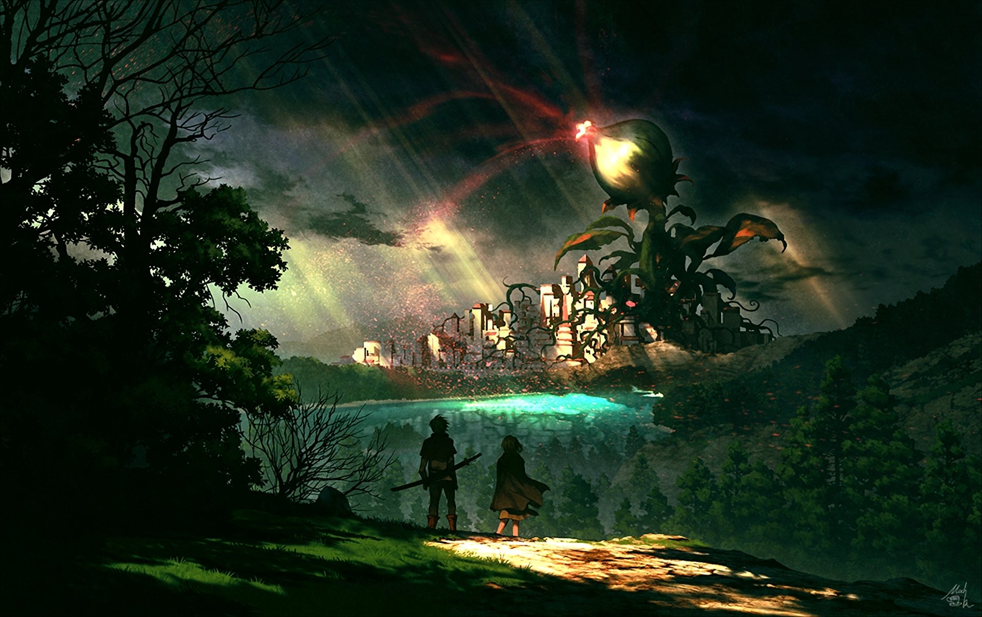 Enchanted Night: Fantasy Anime Castle in HD by mocha | 1920x1207 ...