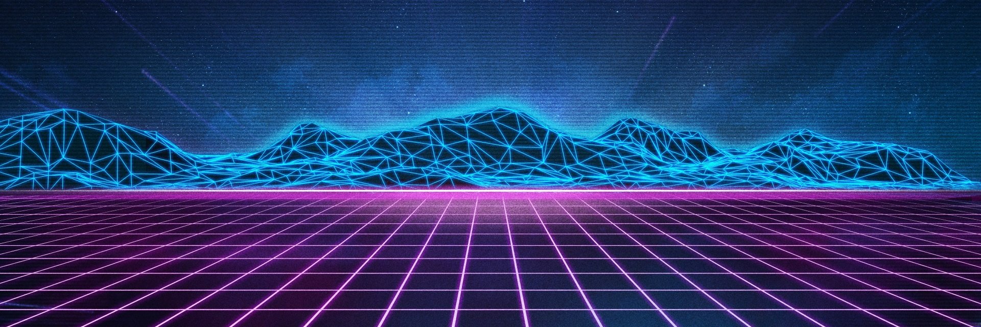 Neon Horizon: Artistic Retrowave HD Wallpaper
