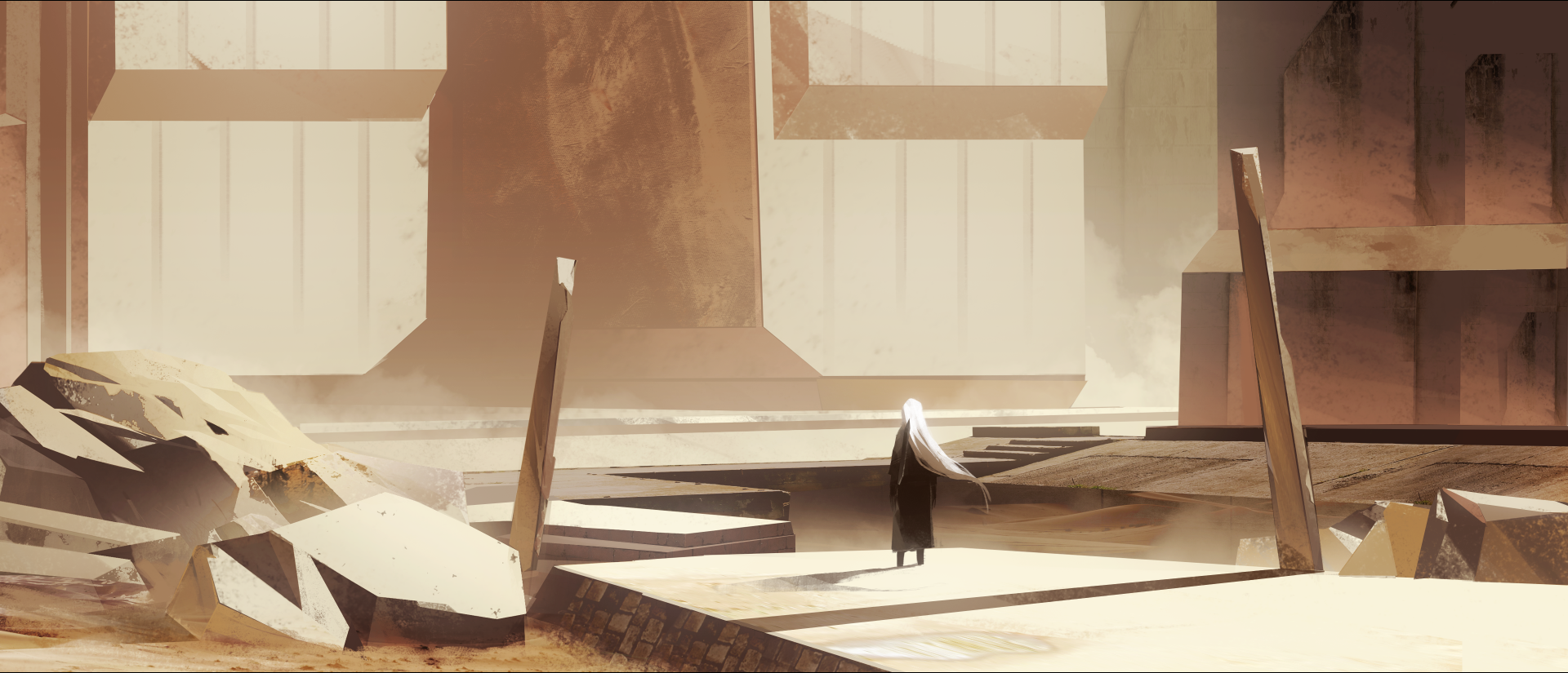 Serene Anime Landscape - White-Haired Wanderer HD Wallpaper by あすてろid ...