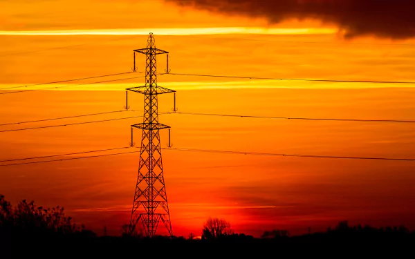 Download Sunset Power Line Lake Anime Anime Sunset HD Wallpaper by smile