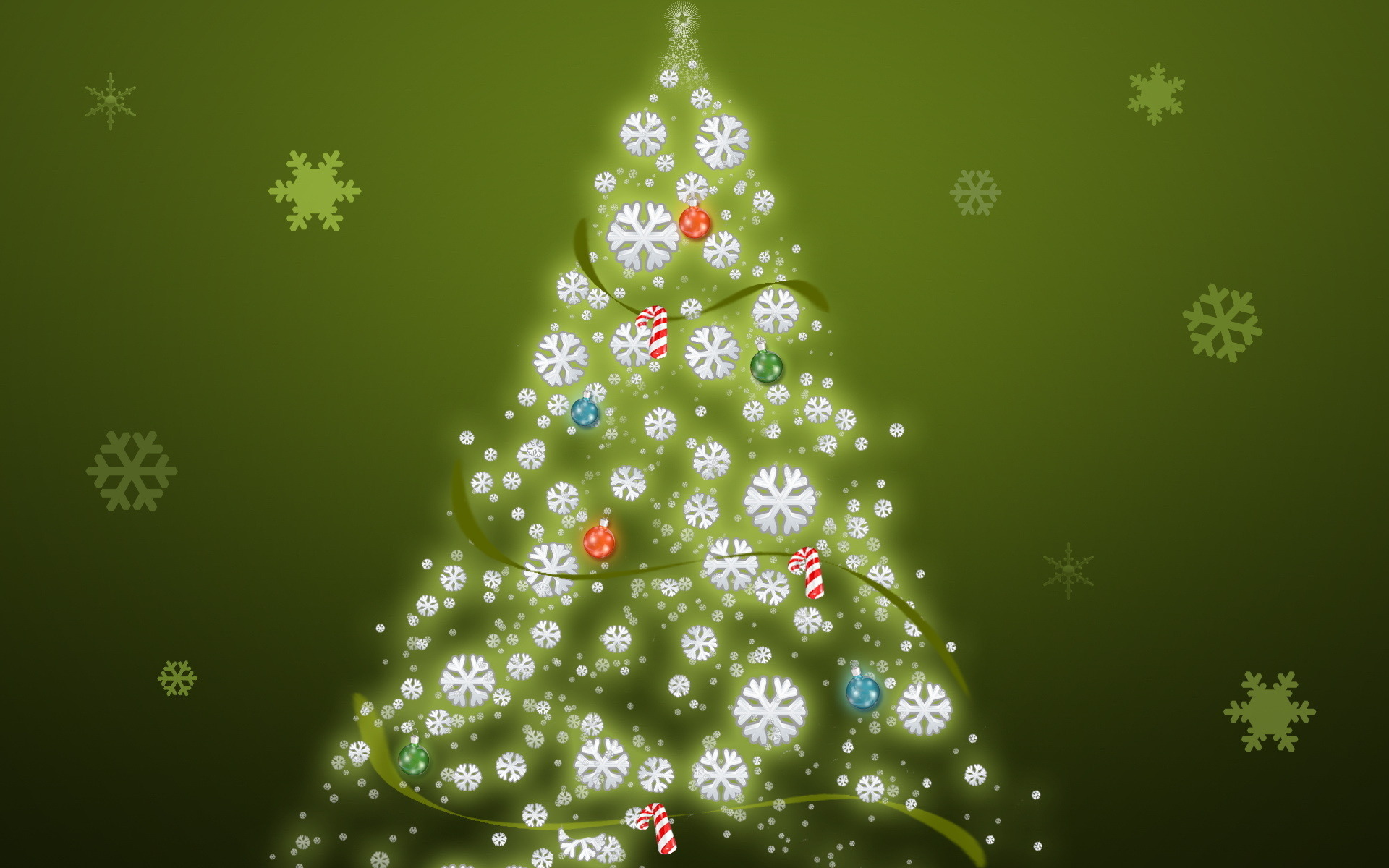 Download Snowflake Green Christmas Tree Holiday Christmas HD Wallpaper