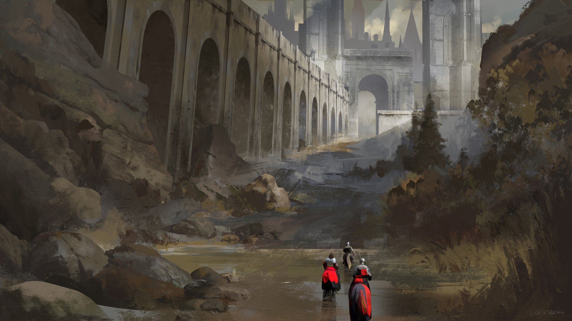 Epic Fantasy Knights Approaching the Ancient Castle – HD Warrior ...