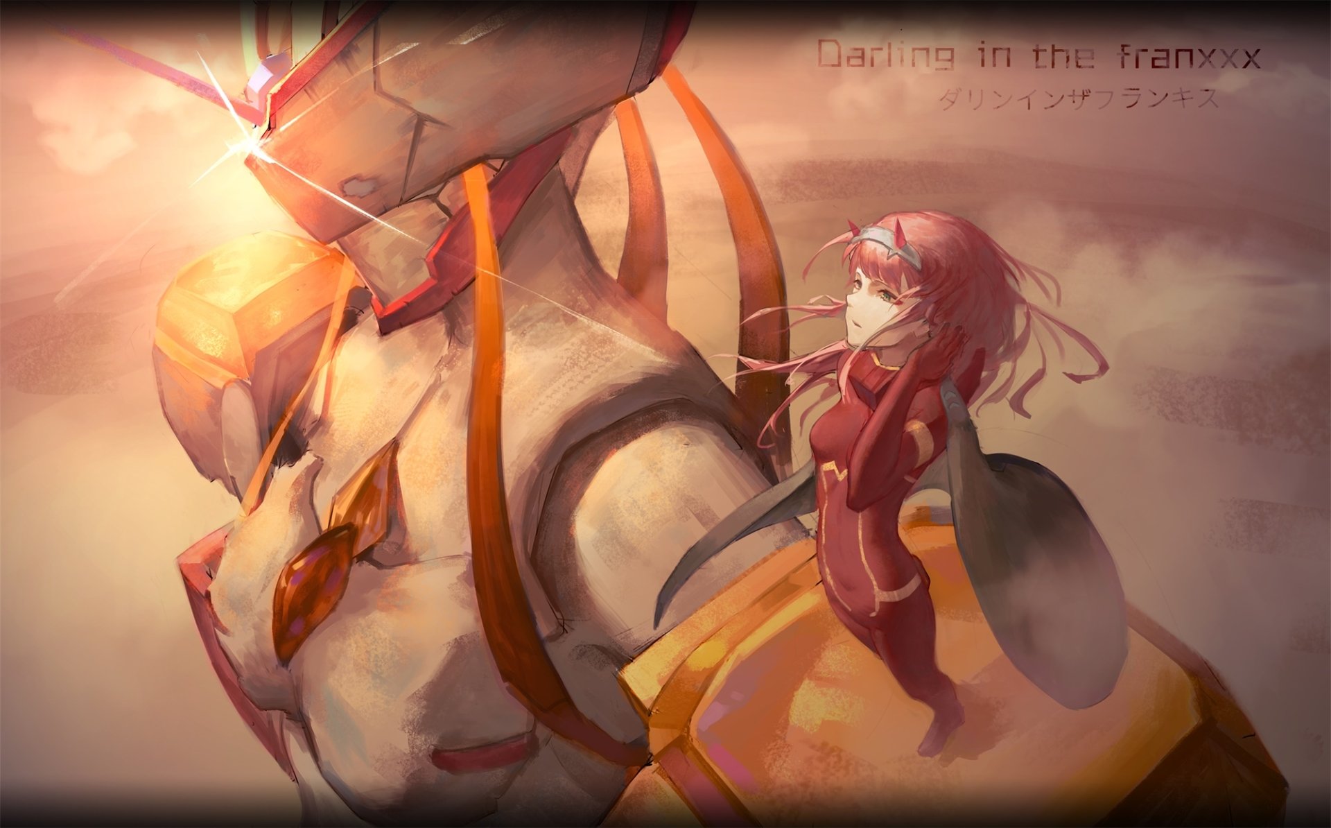 Zero Two and Mecha - Darling in the FranXX HD Wallpaper