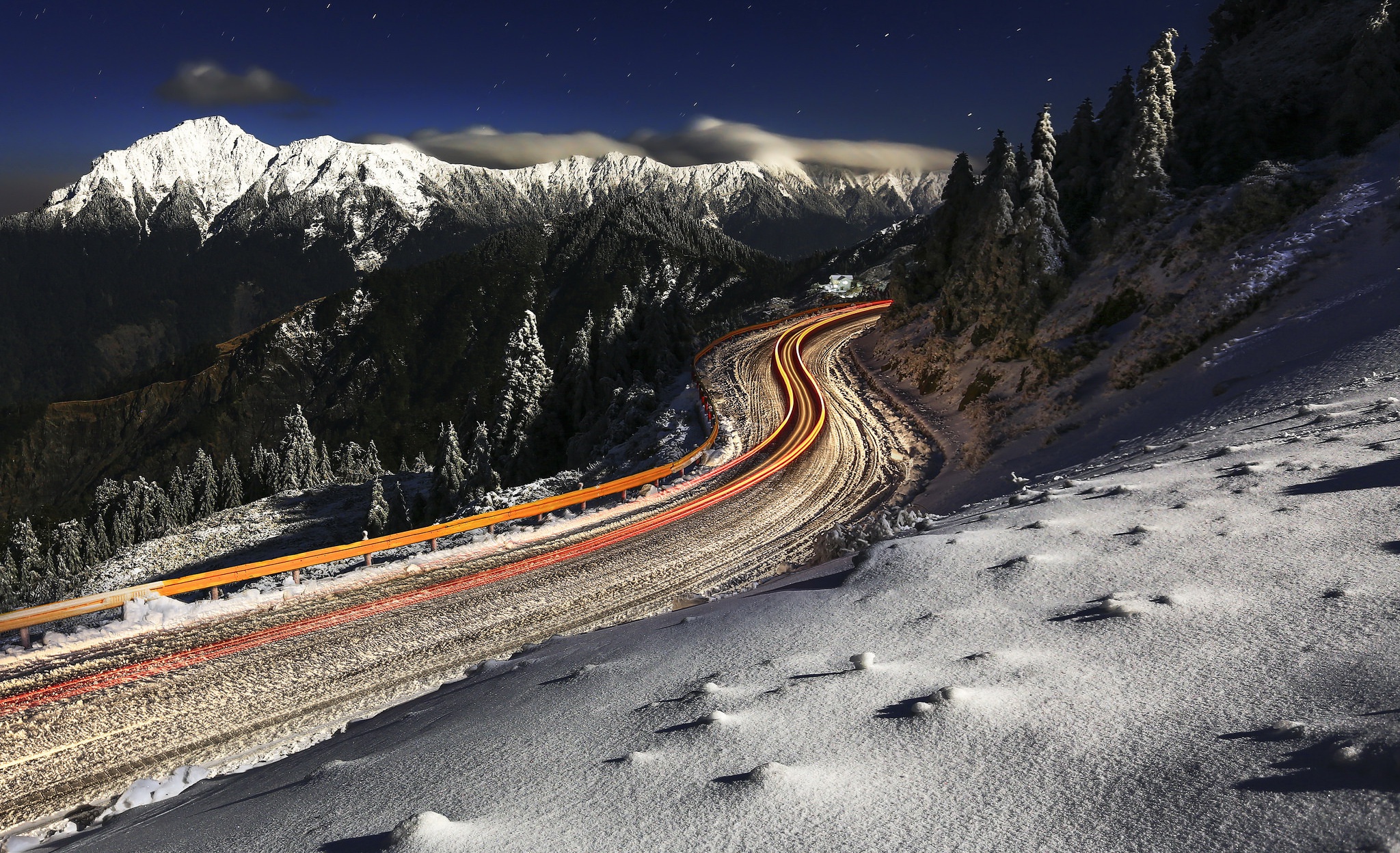 Download Snow Winter Nature Mountain Road Night Photography Time Lapse ...
