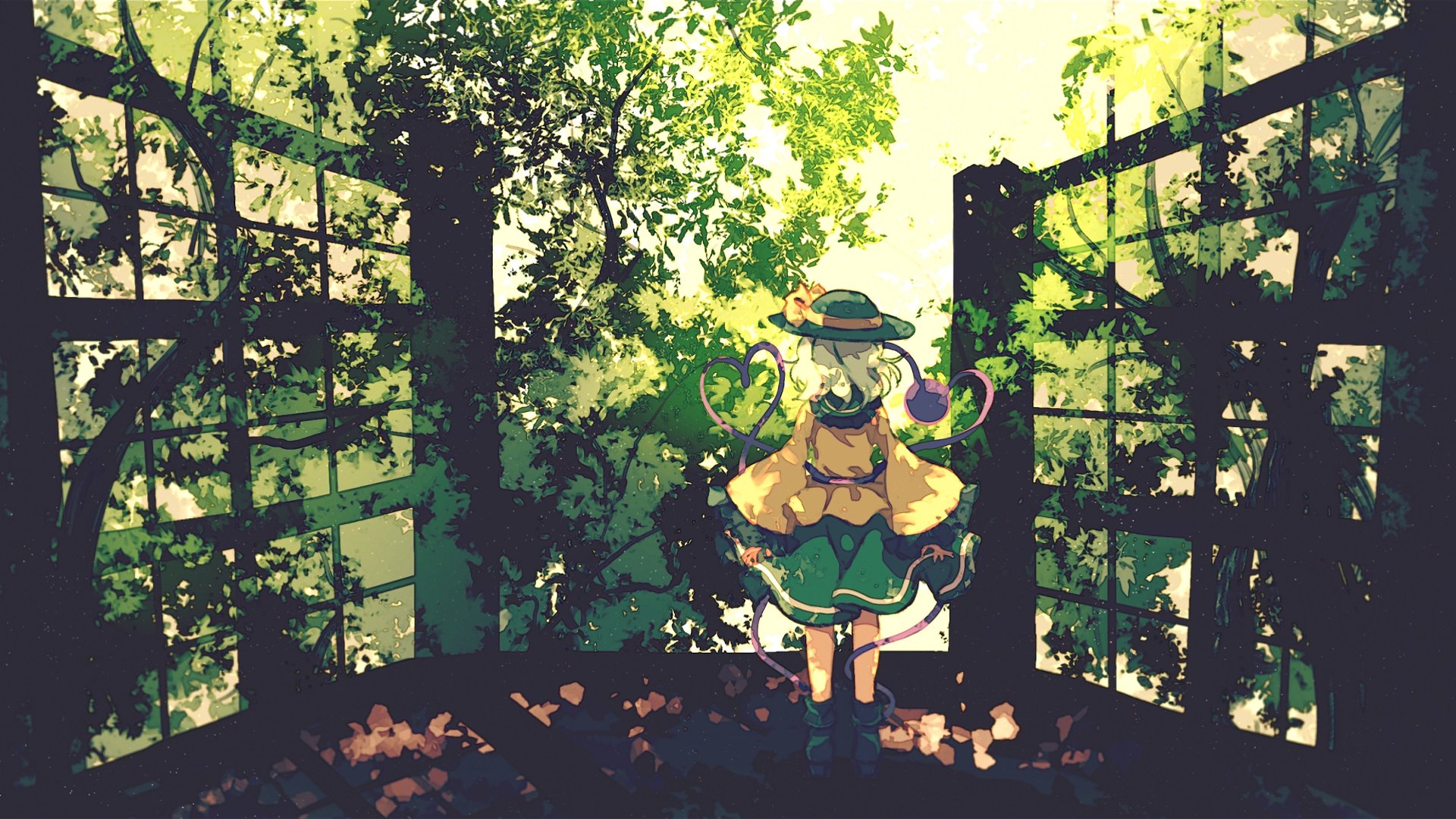Koishi Komeiji HD Anime Wallpaper | Enchanted Touhou Garden Scene