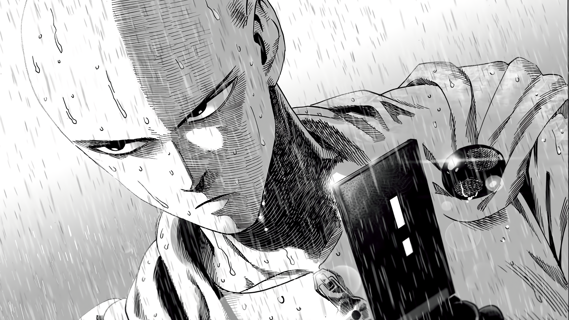 Saitama in the Rain - One-Punch Man HD Wallpaper