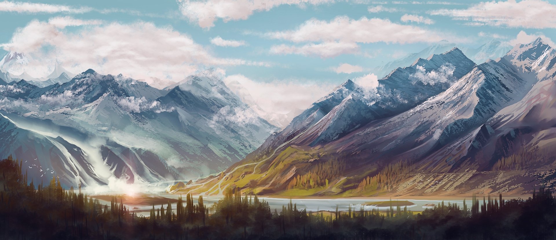Majestic Fantasy Mountains HD Wallpaper by Nixri