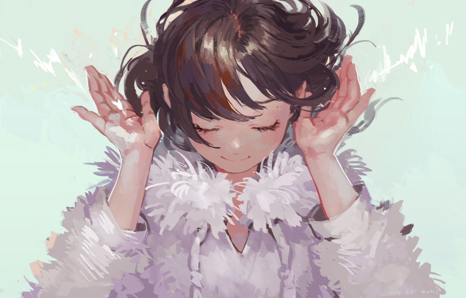 Serene Anime Girl Smile - HD Wallpaper by あかねこ | 2500x1600 | Wallpaper ...