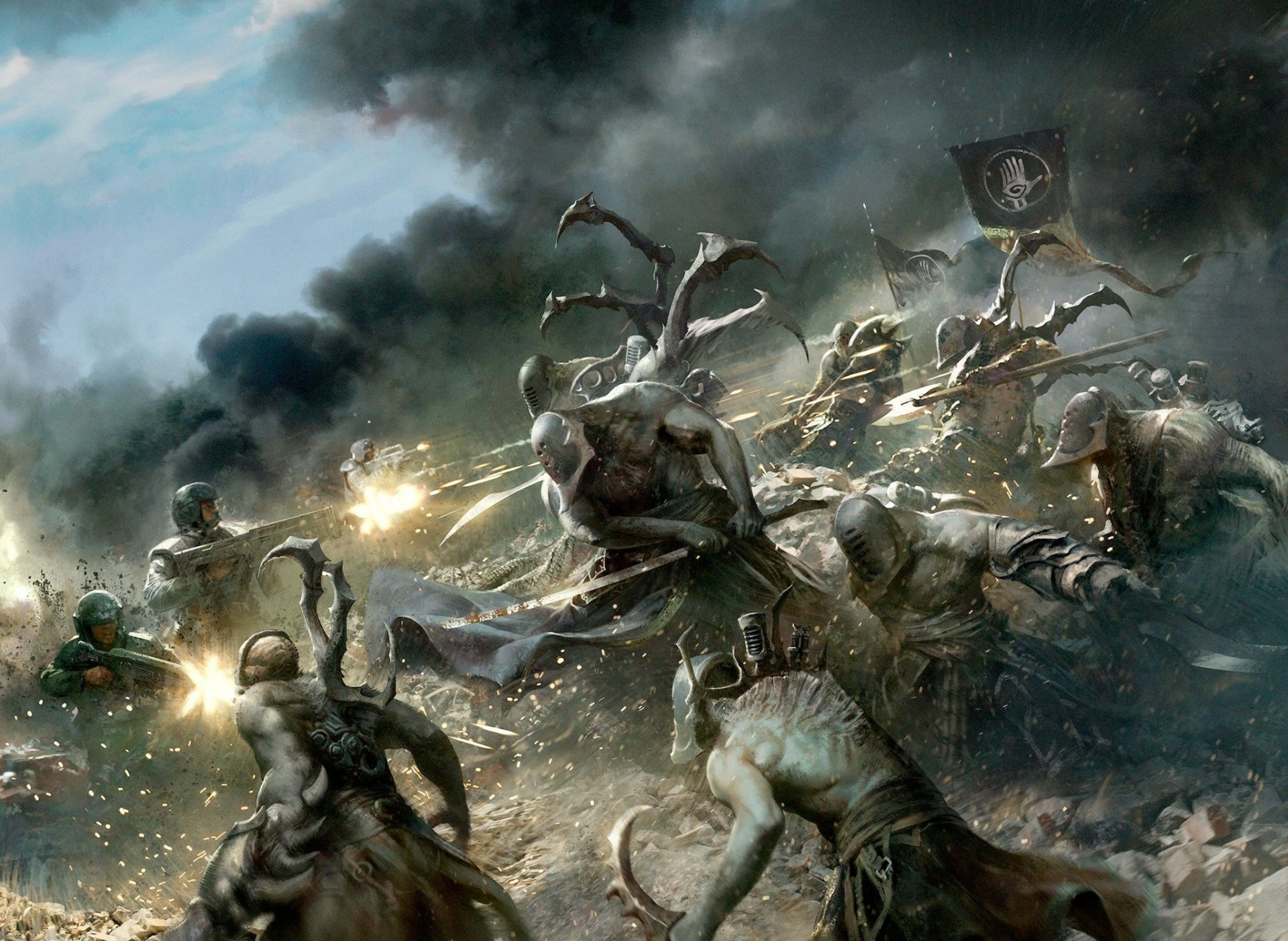 Warhammer 40K HD: Banner Warrior Clash in Epic Creature Battle