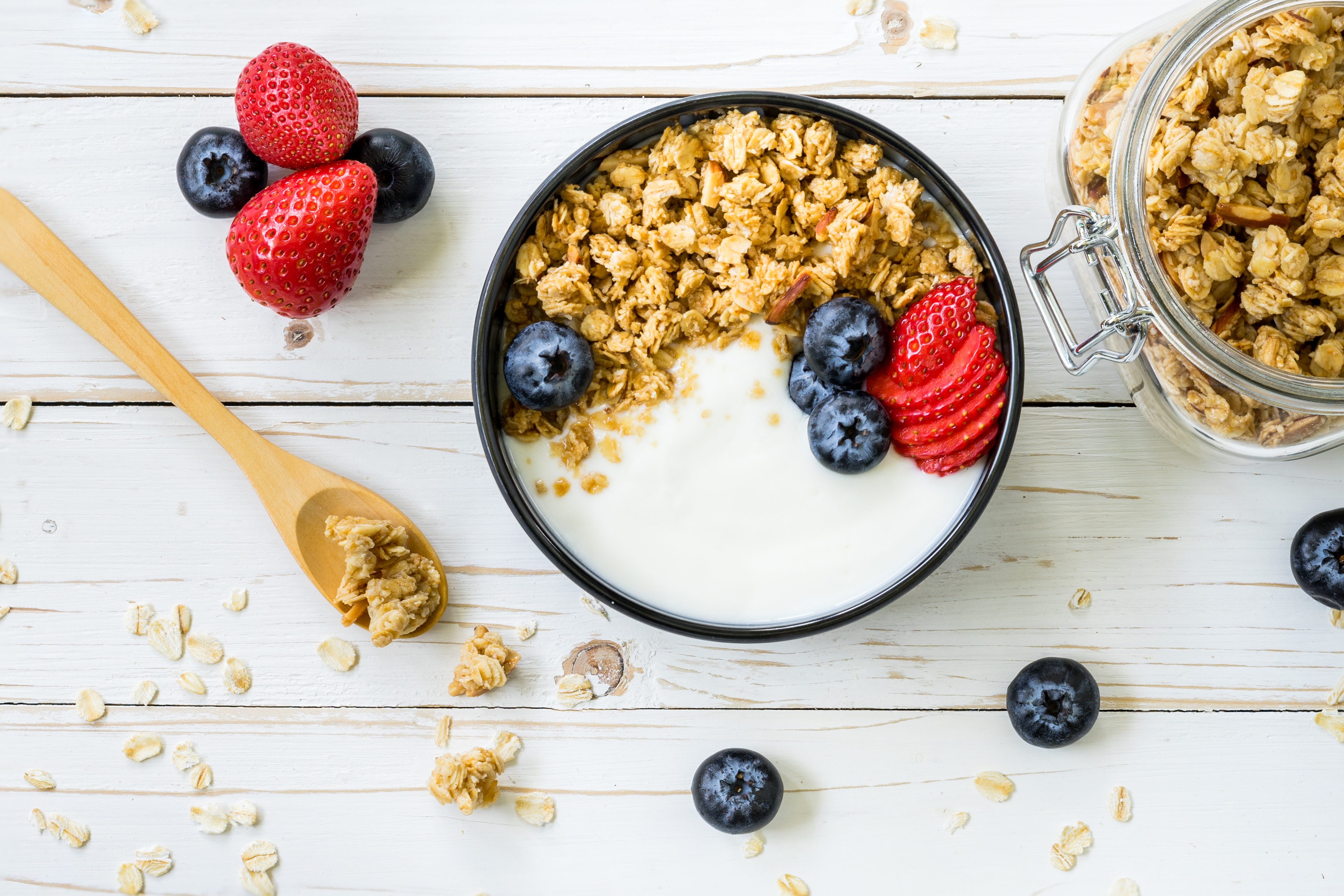 Download Strawberry Blueberry Berry Fruit Muesli Milk Still Life Food ...