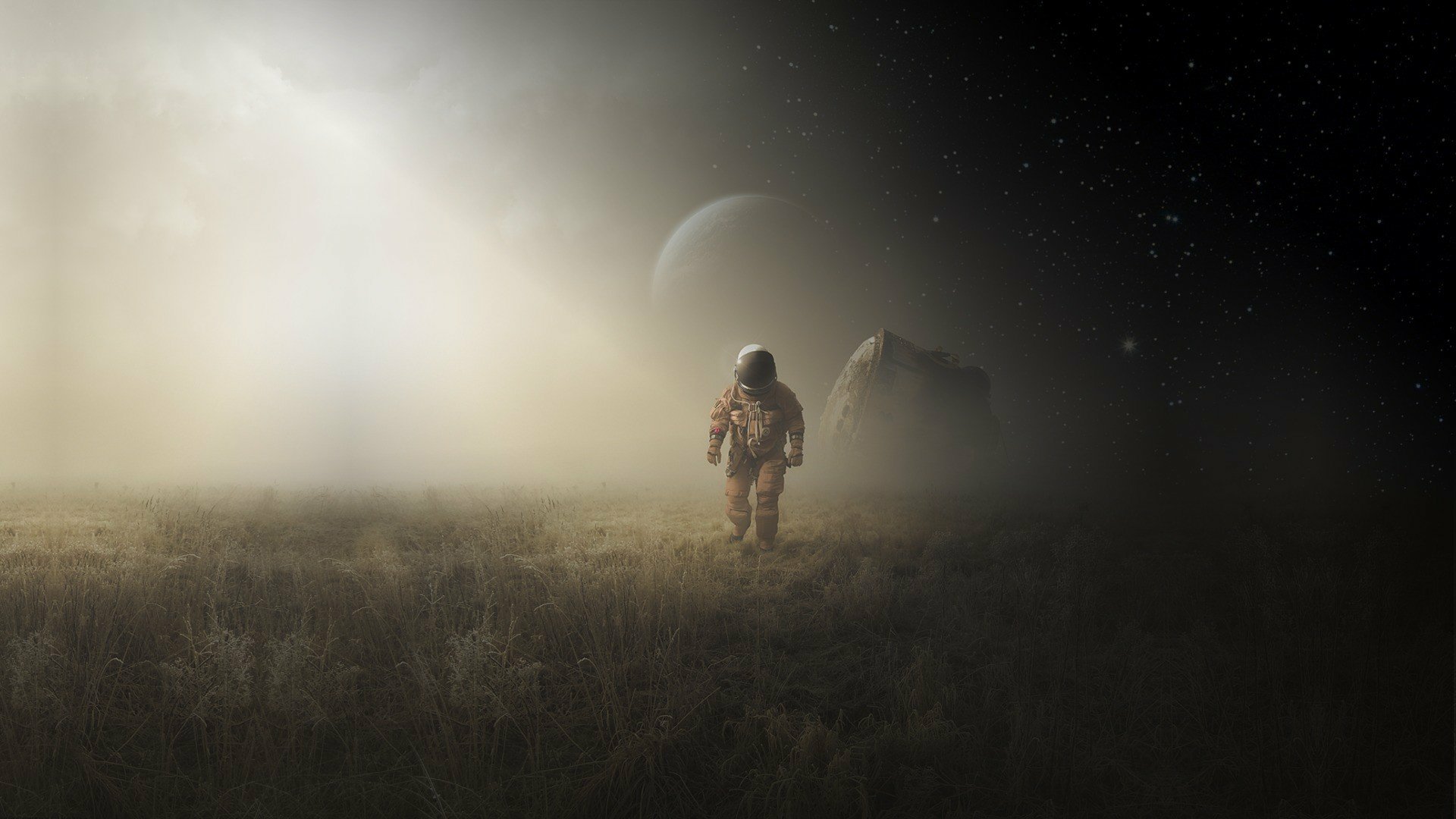 HD Wallpaper: Sci-Fi Astronaut on Mysterious Planet by Michal Klimczak