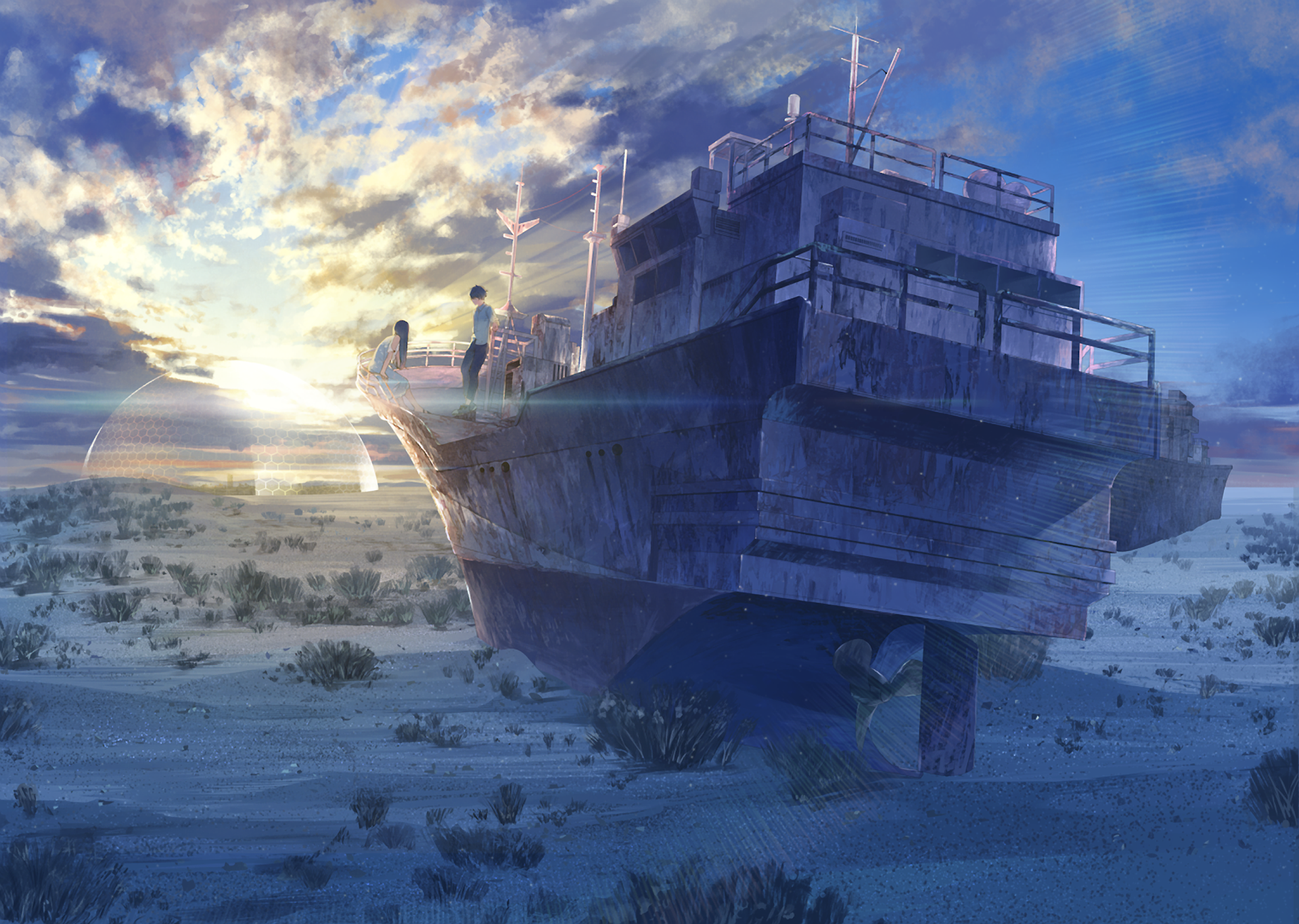 Sunset on Abandoned Ship - HD Anime Wallpaper by 爽々