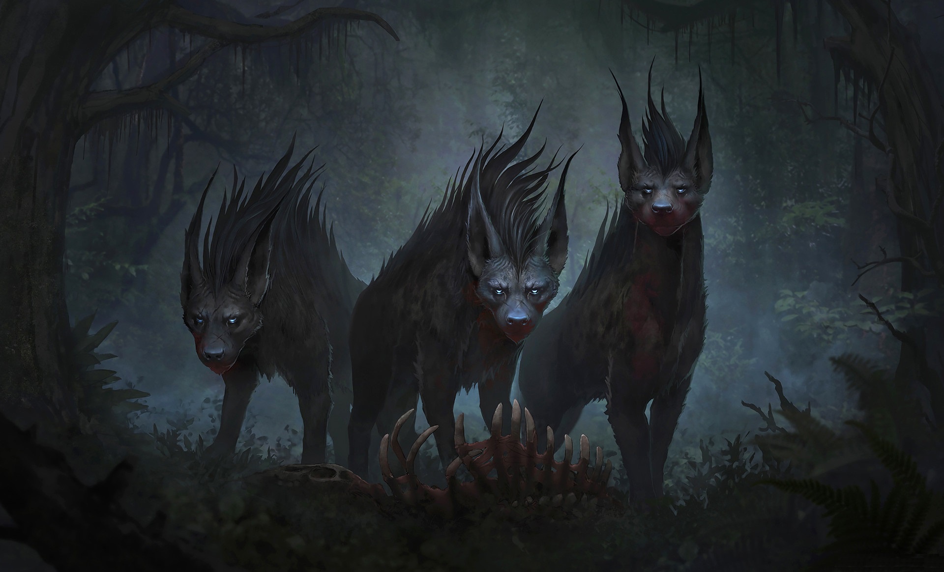 Dark Forest Guardians: The Haunting Creatures of the Night HD Wallpaper ...