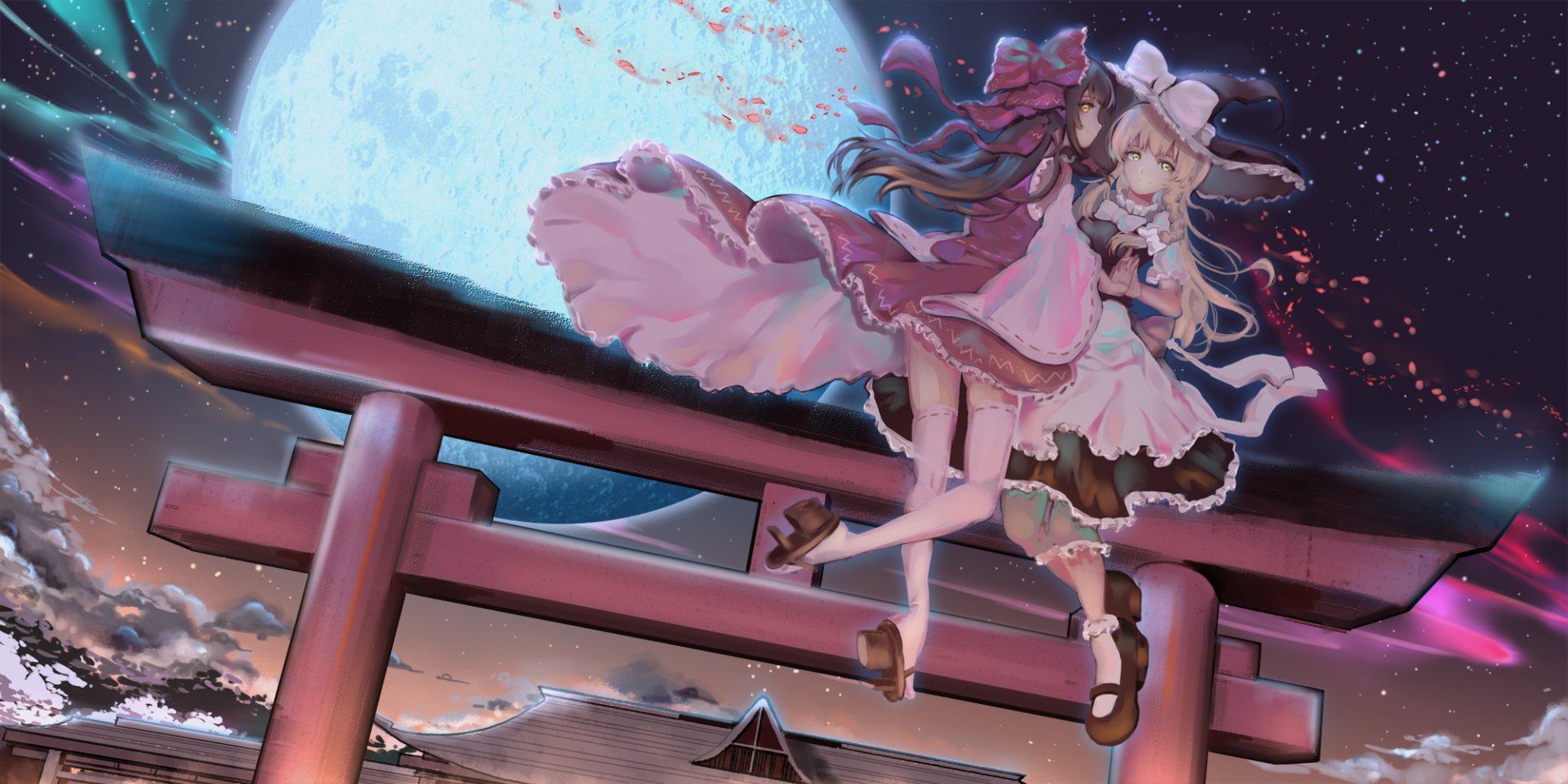 Download Marisa Kirisame Reimu Hakurei Anime Touhou Wallpaper by 狼狼子 ...