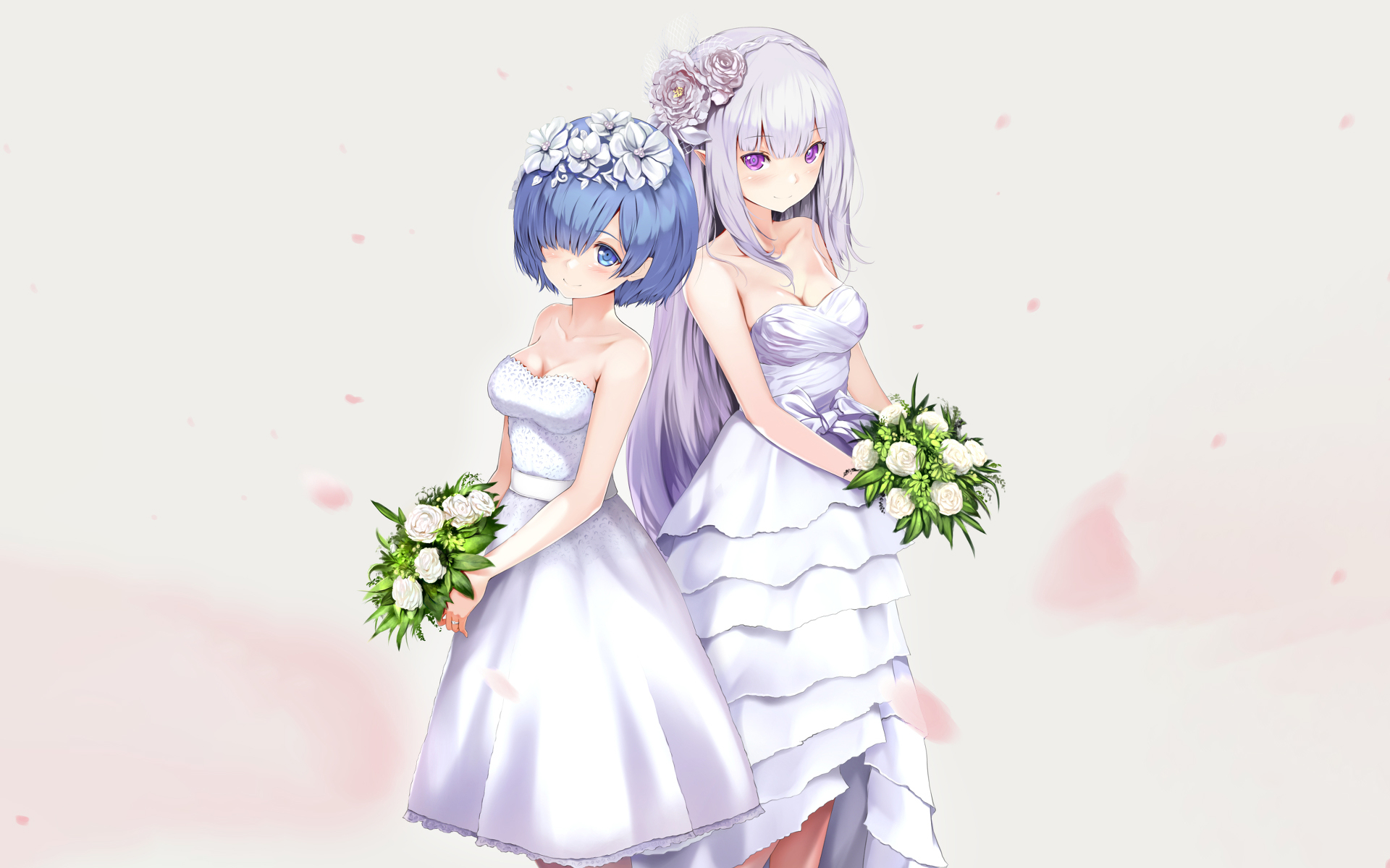 Re:Zero Bridal Elegance: Emilia & Rem in Stunning White Wedding Gowns ...