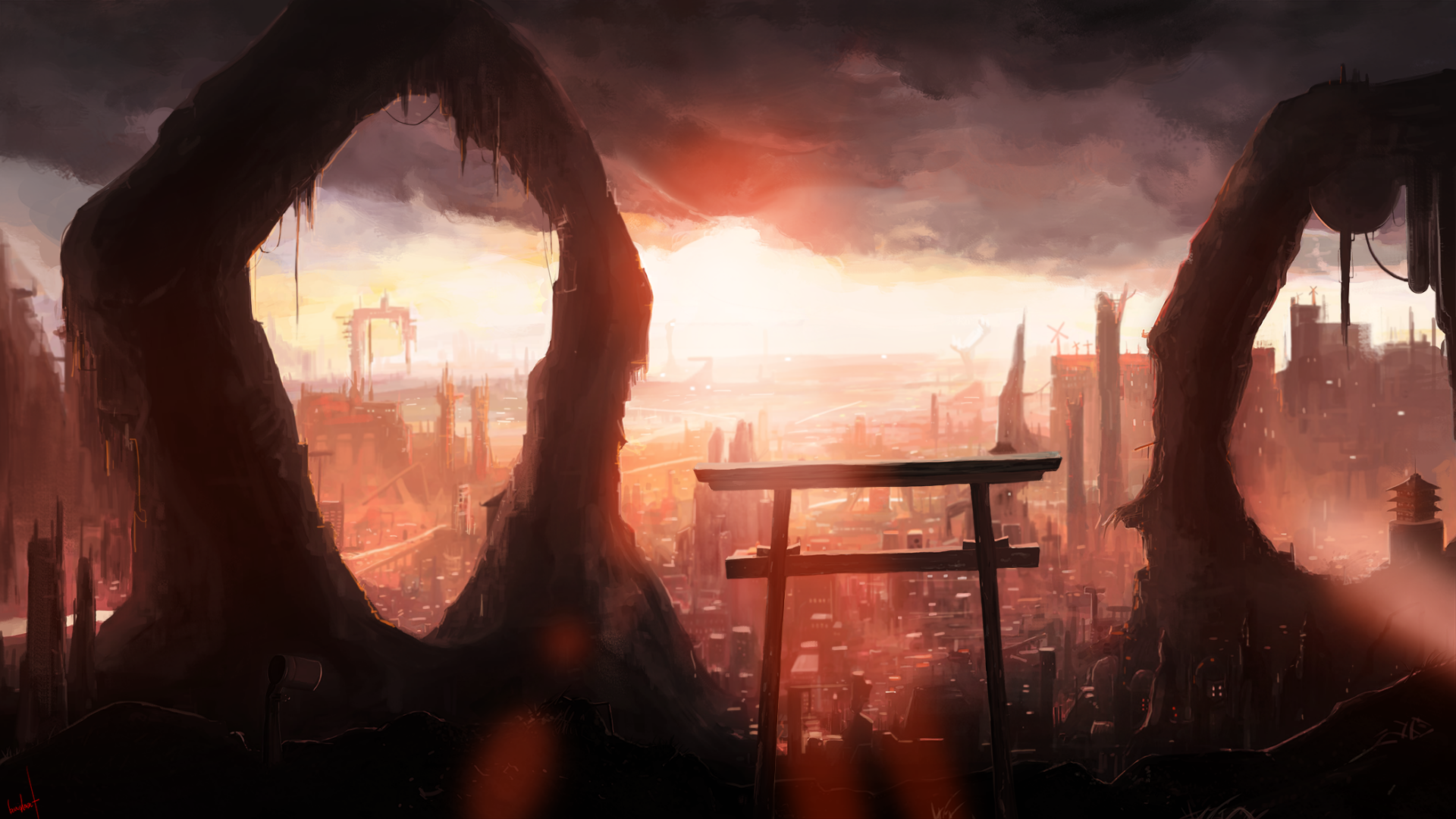 Anime City Sunset: HD Landscape Wallpaper Bliss by banishment ...