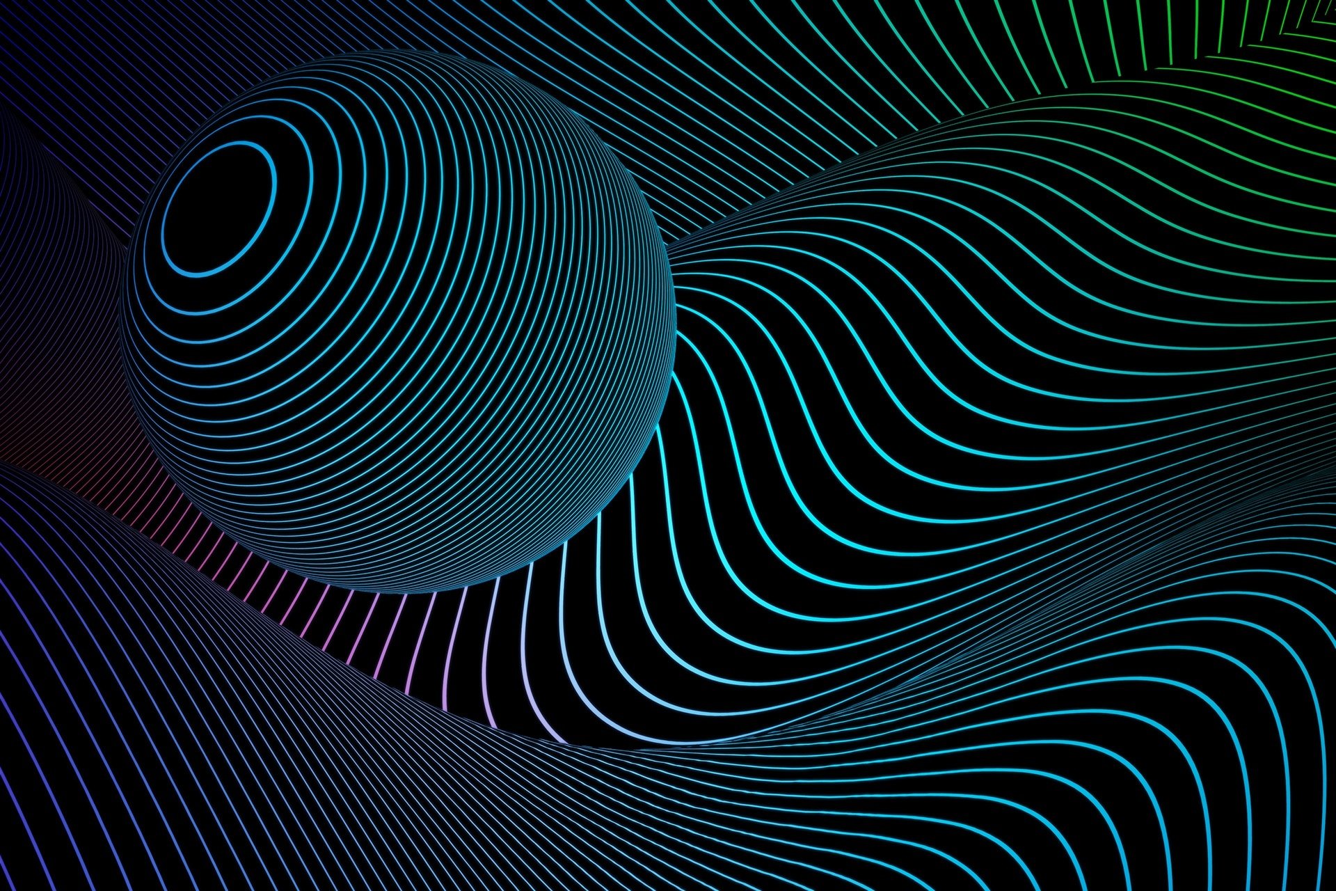 Abstract Blue Sphere: Dynamic Lines HD Wallpaper