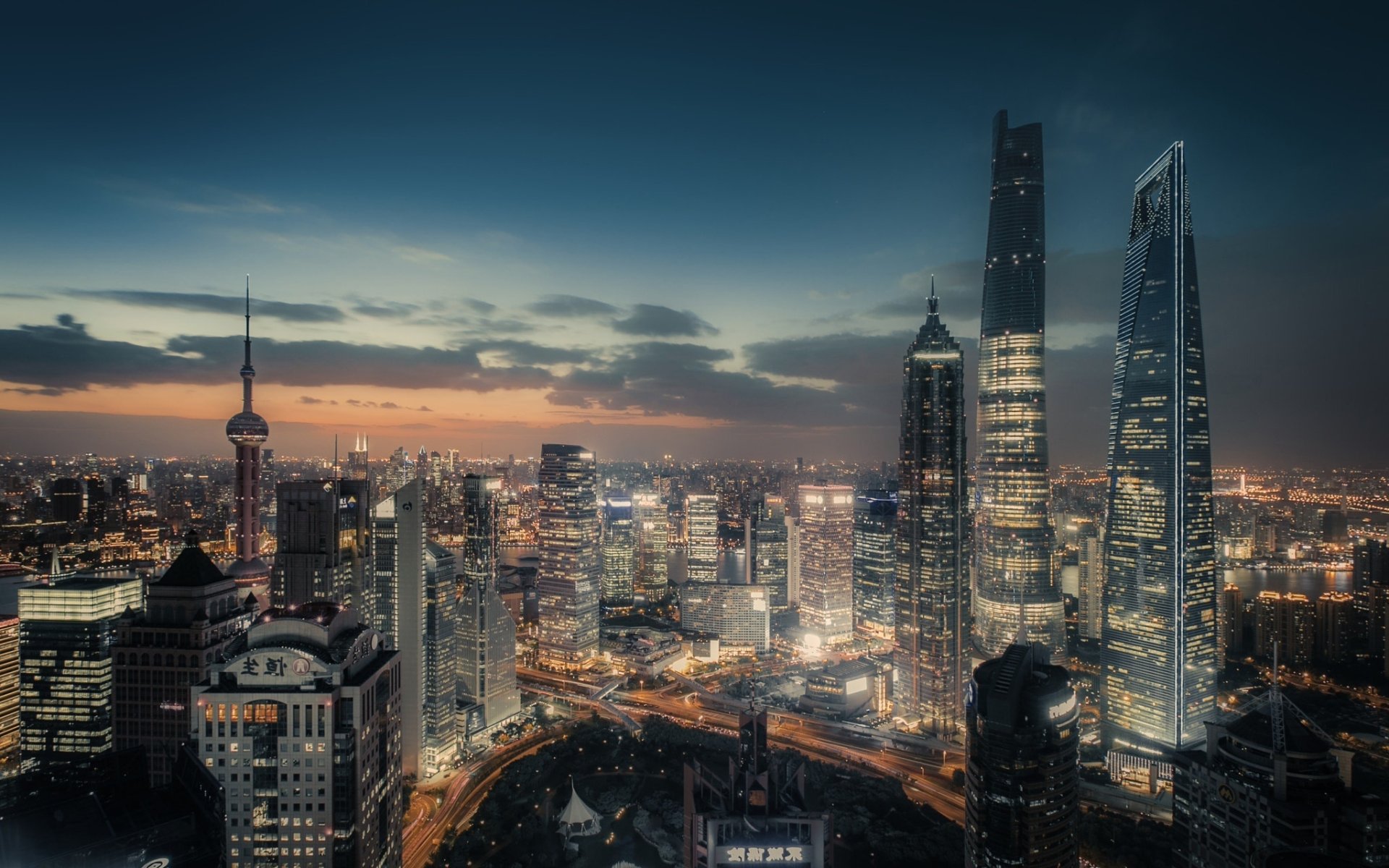 Shanghai Night Towers — HD Cityscape Wallpaper | 2048x1280 | Wallpaper ...
