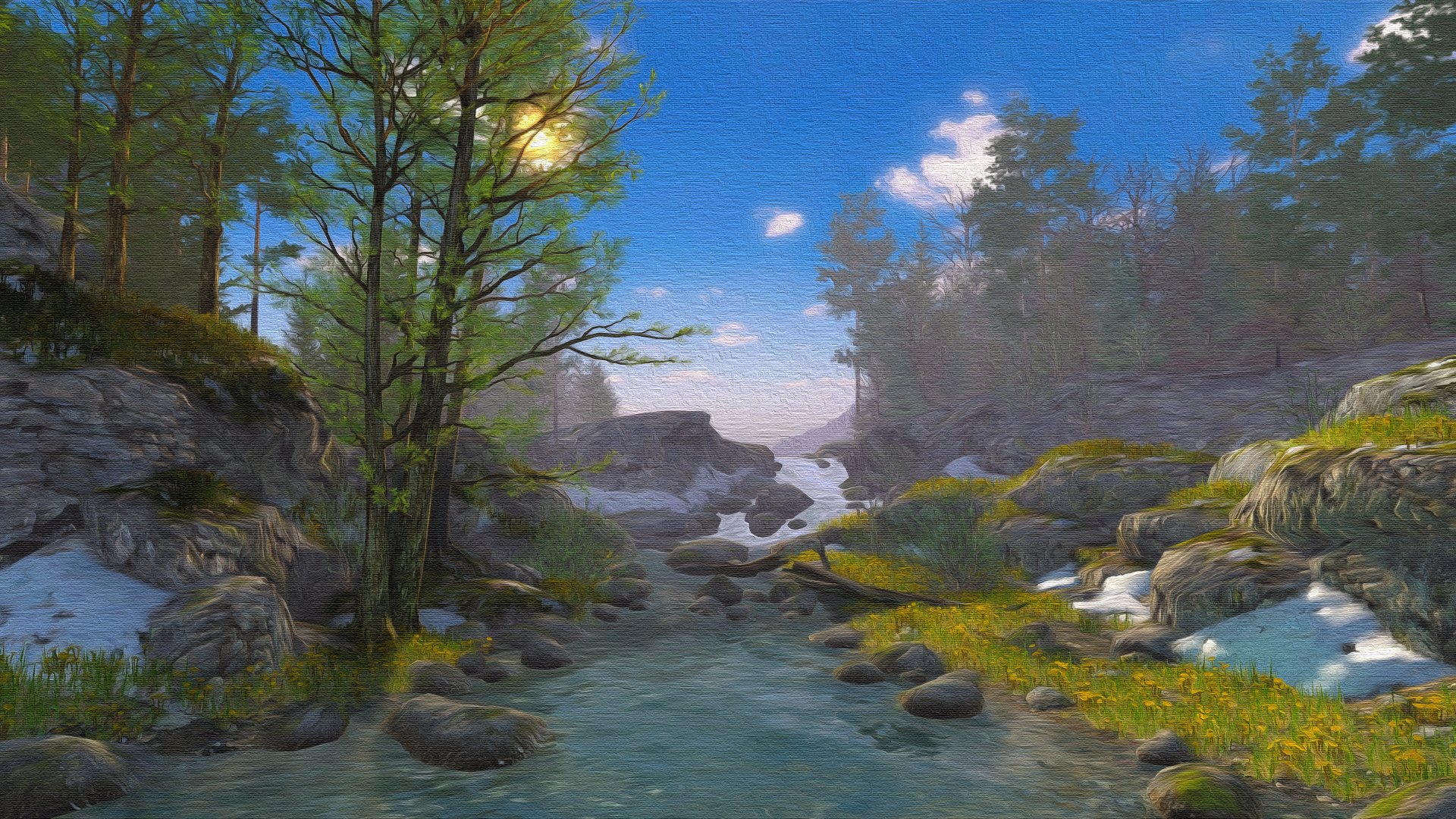 Spring Stream - Oil on Canvas by Manufan63