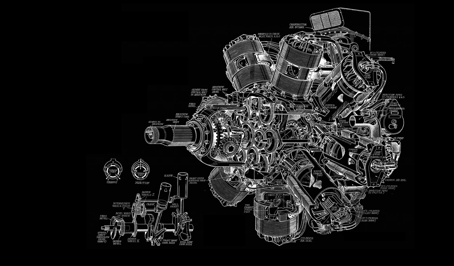 Download Engine Diagram Vehicle Schematic HD Wallpaper