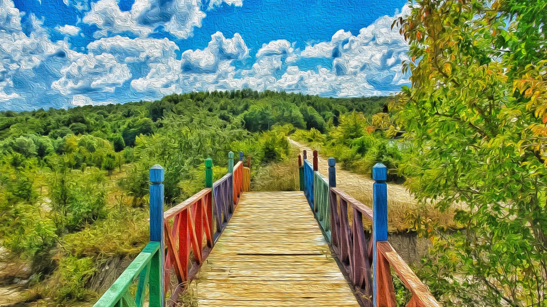 Colorful Bridge - Oil on Canvas by Manufan63