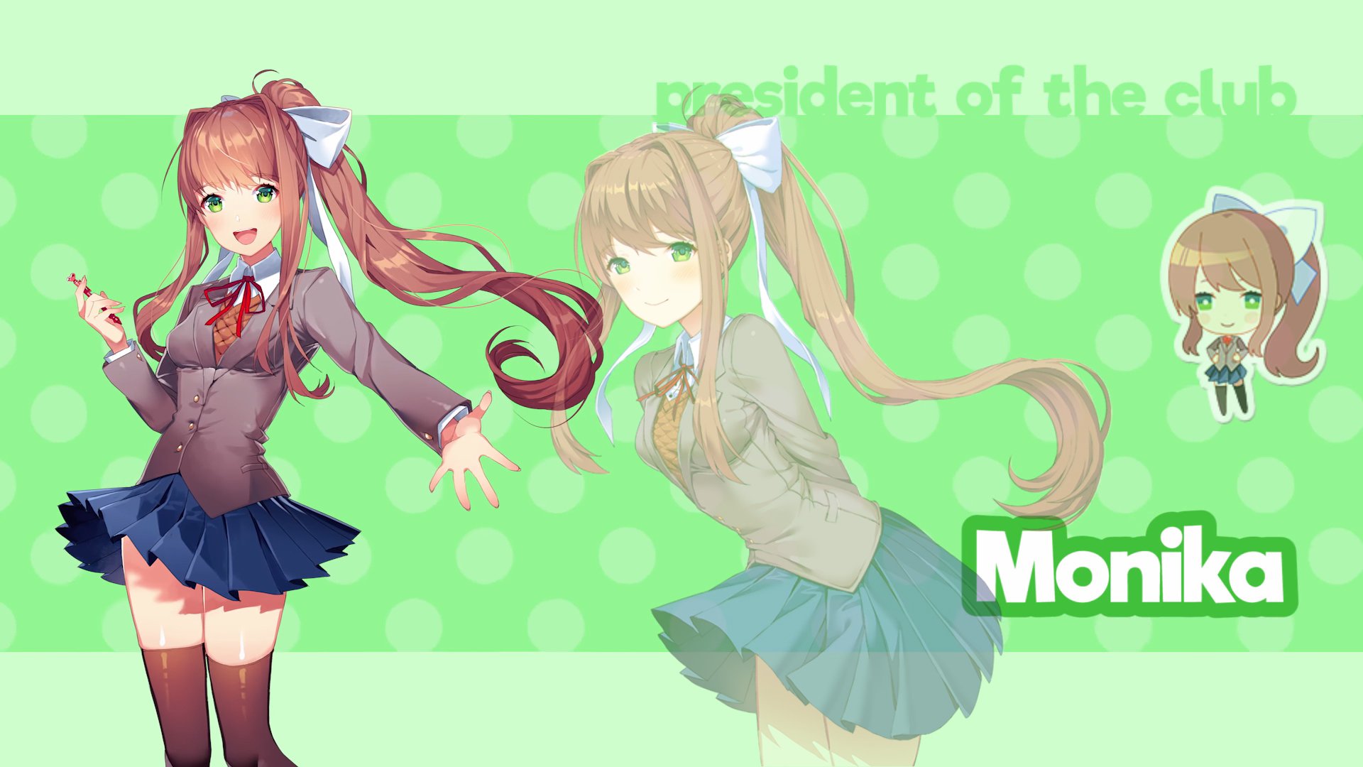 Monika HD Wallpaper – Doki Doki Literature Club’s Charming President by ...