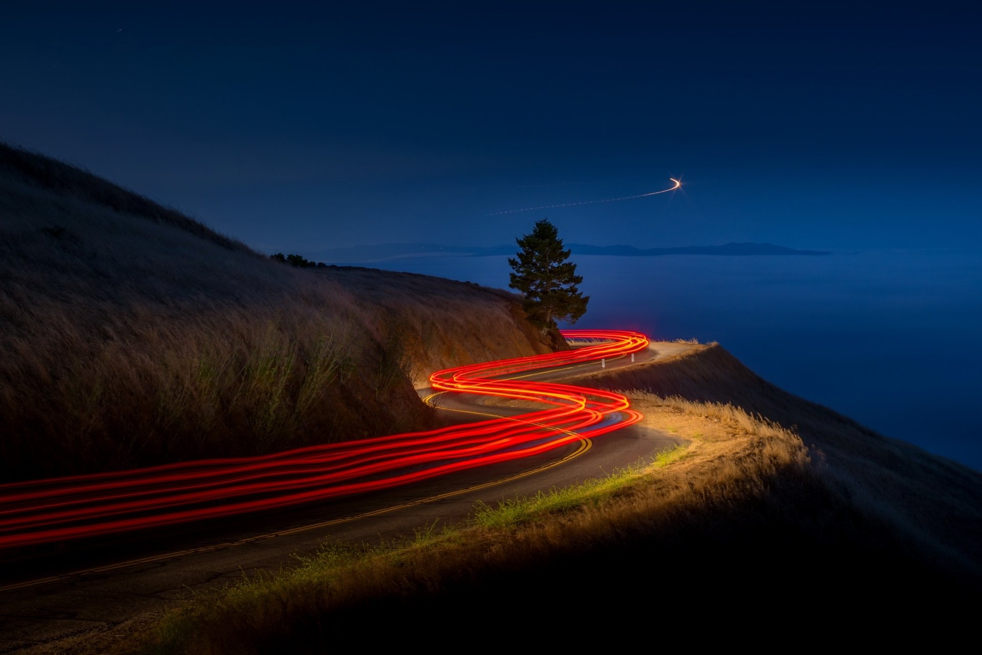 HD Wallpaper: Nighttime Road Lights in Time Lapse