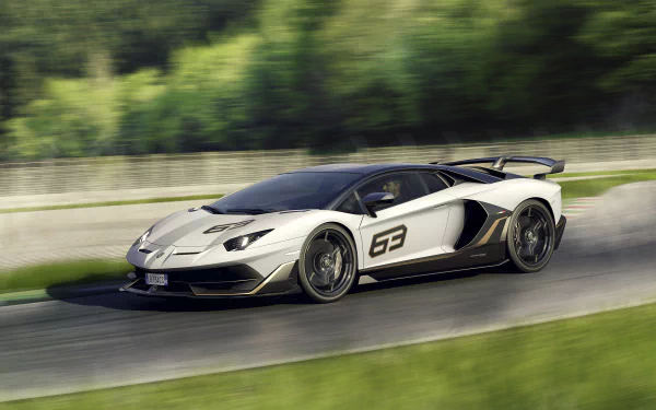 Blue Lamborghini Aventador SVJ — 5K Ultra HD Wallpaper