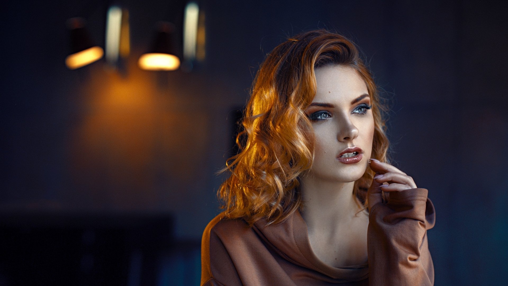 Download Blue Eyes Redhead Face Woman Model Hd Wallpaper By Damian Piórko