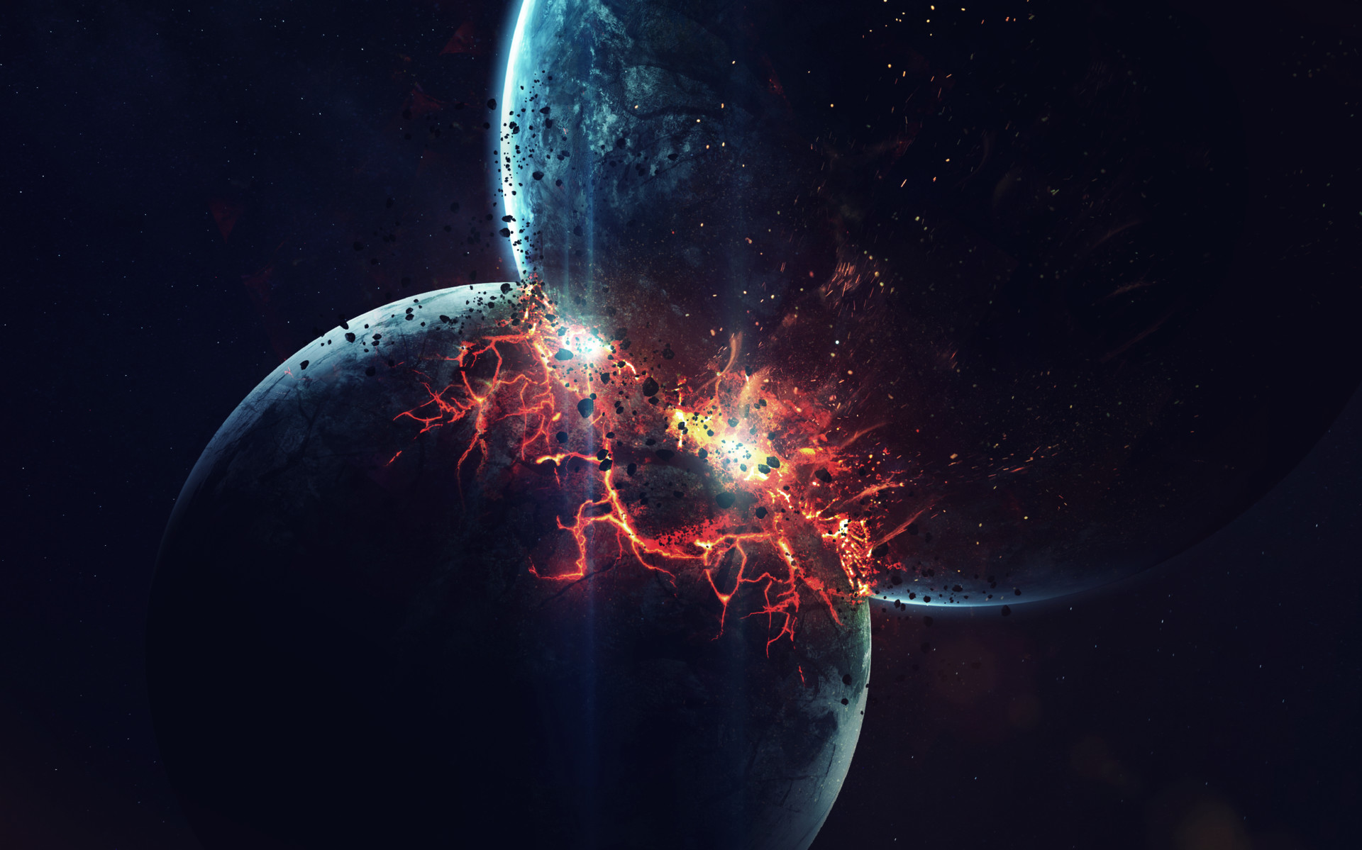 Download Sci Fi Collision HD Wallpaper by Vadim Sadovski