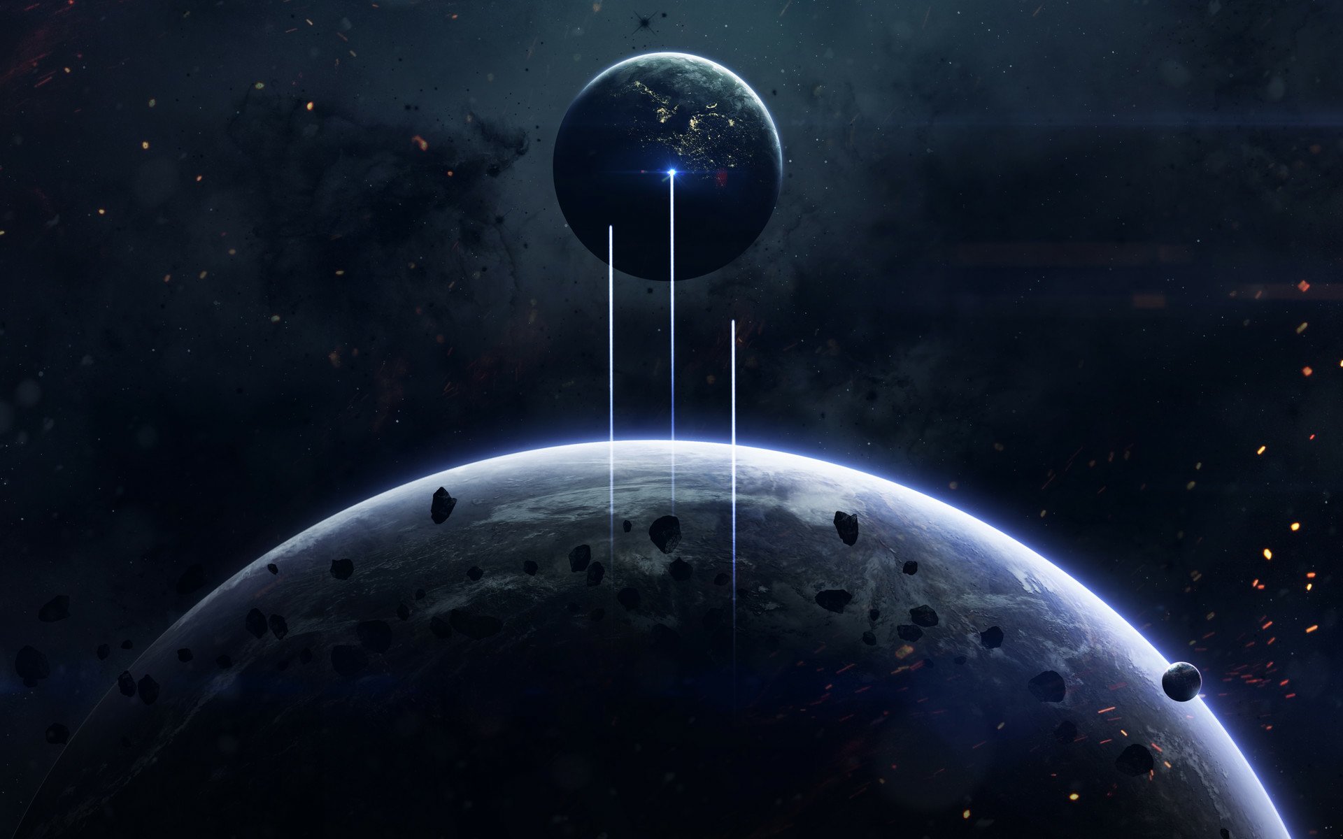 Download Sci Fi Planet Rise HD Wallpaper by Vadim Sadovski