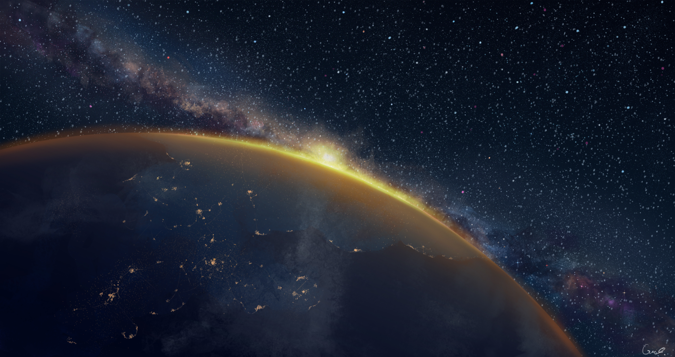Cosmic Dawn: HD Space Wallpaper by Coure