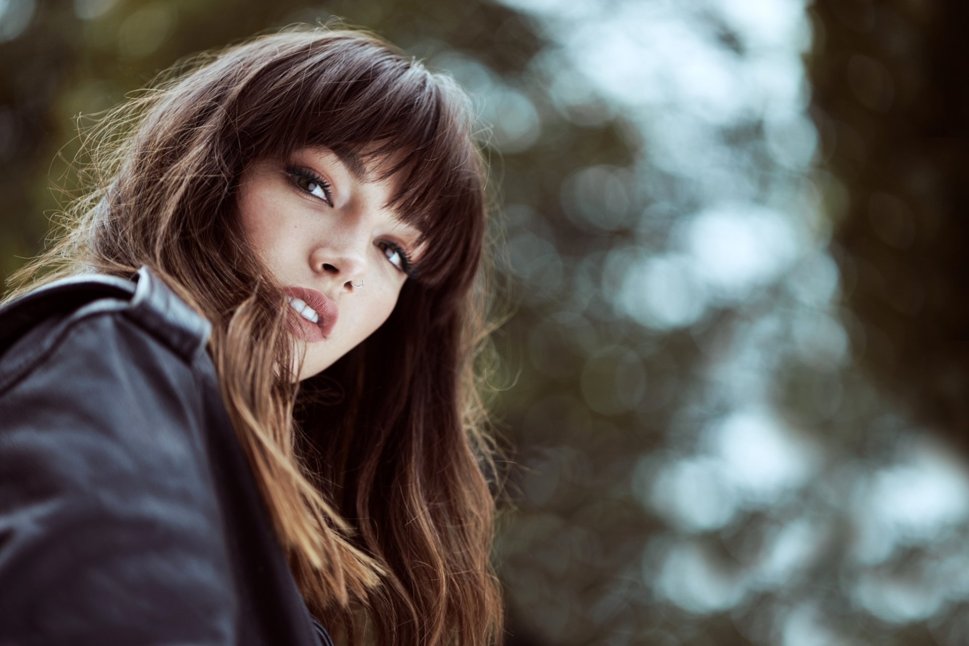 Download Brown Eyes Brunette Bokeh Woman Model HD Wallpaper by George ...