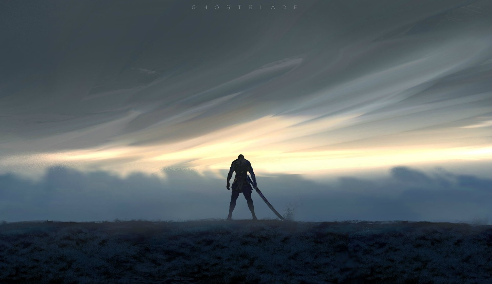 GhostBlade Comic HD: Lone Warrior Silhouette Wallpaper by Wang Ling