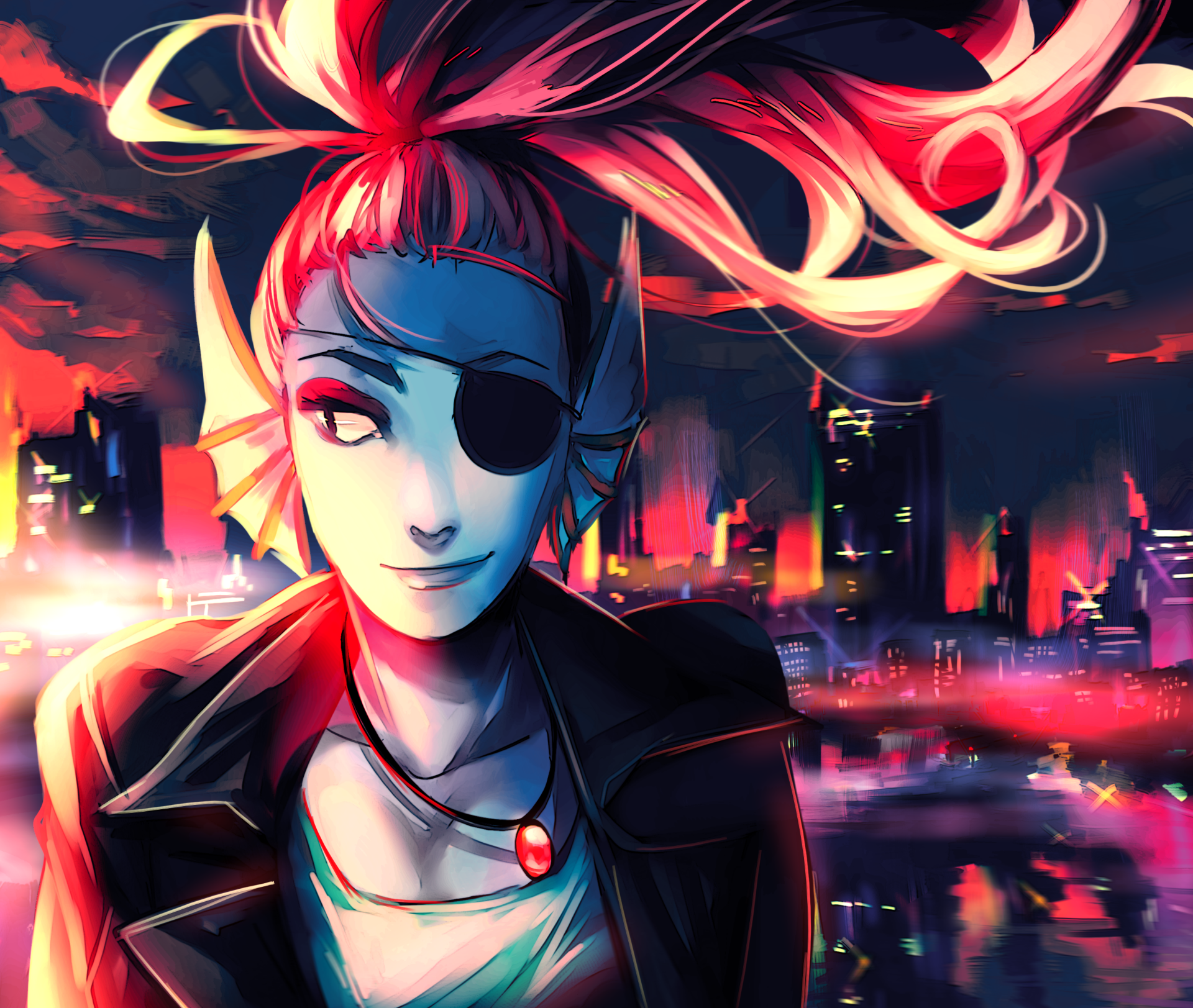 Download Eye Patch Undyne (Undertale) Video Game Undertale HD Wallpaper