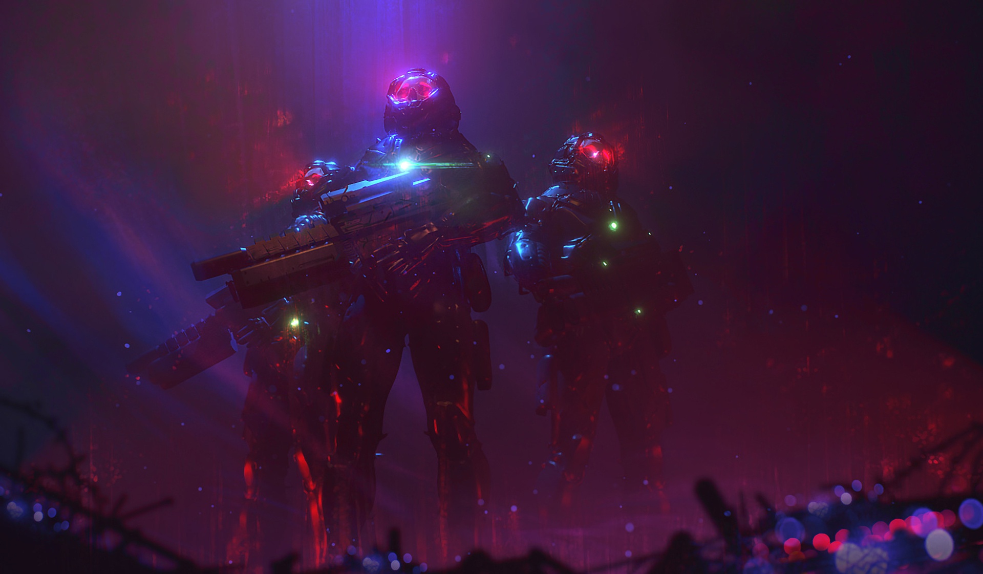 Download Futuristic Weapon Sci Fi Warrior HD Wallpaper by Marek Mazur