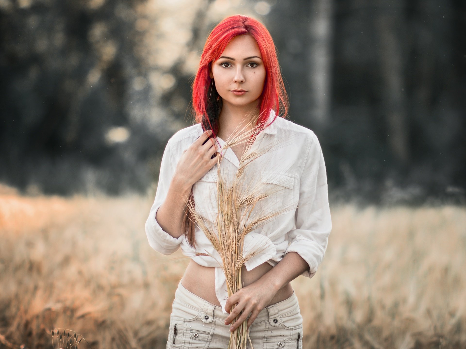 Download Wheat Red Hair Depth Of Field Brown Eyes Woman Model HD ...