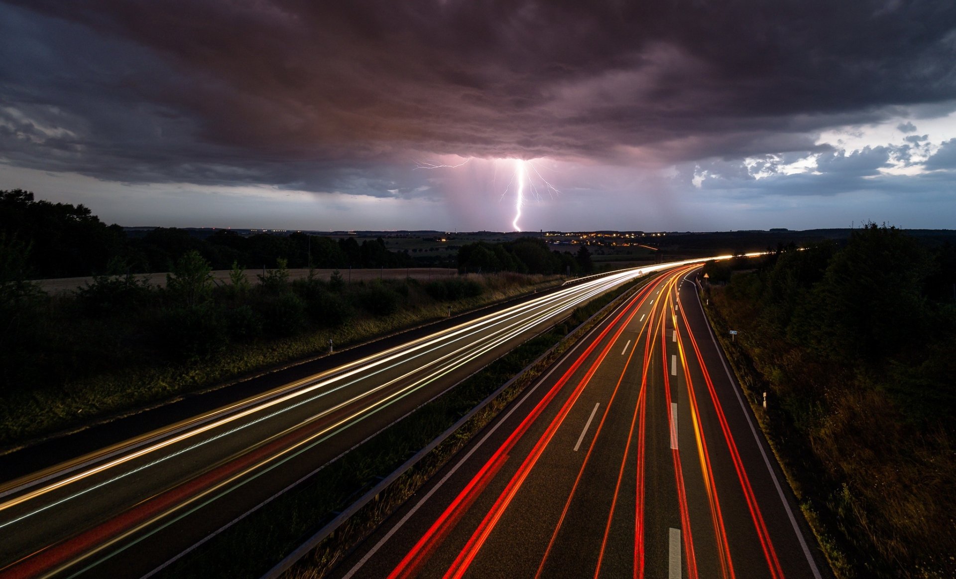Download Highway Cloud Lightning Light Night Photography Time Lapse HD ...