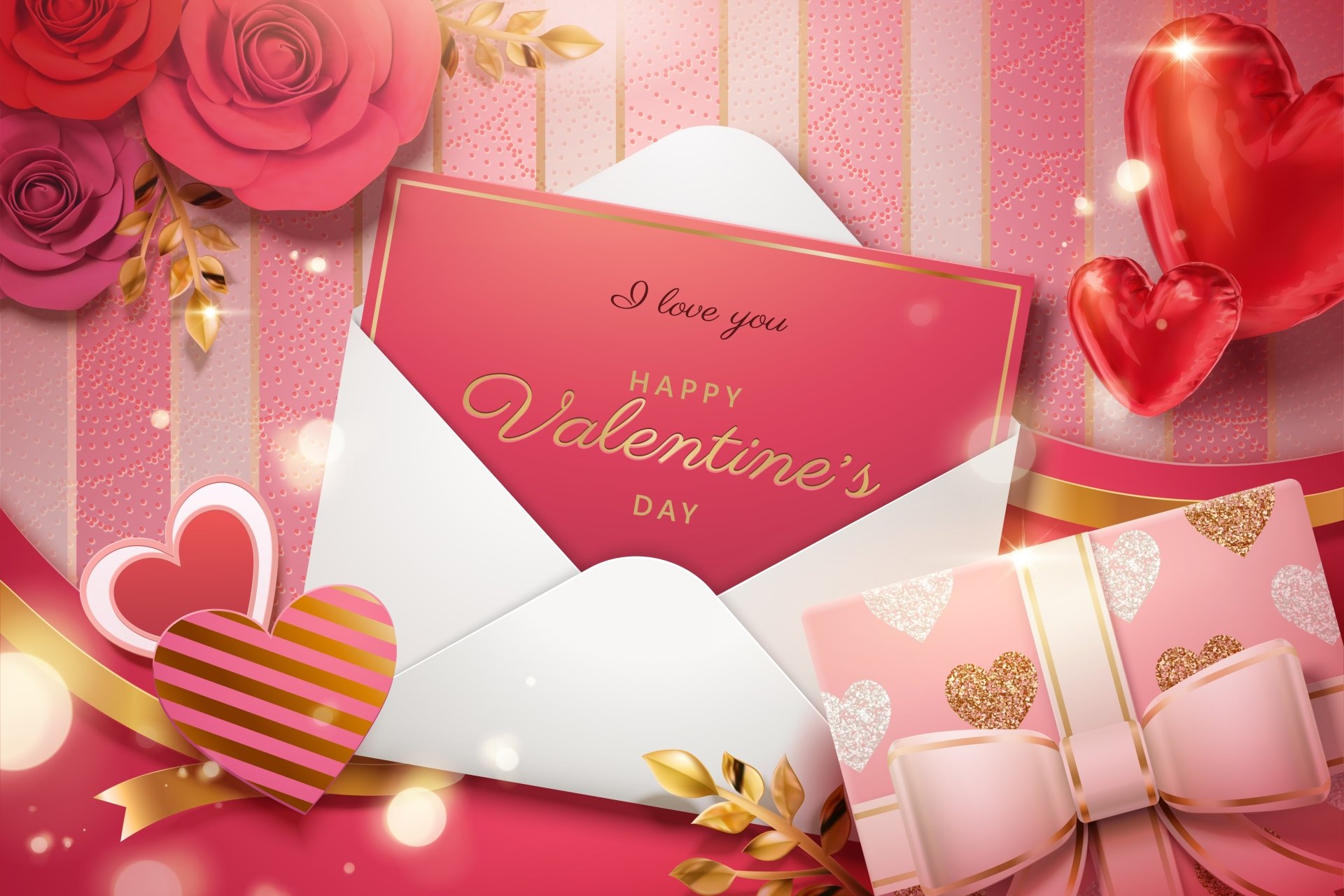 Valentine's Day 4K: Love Letter, Hearts & Gifts Wallpaper | 4918x3278 ...