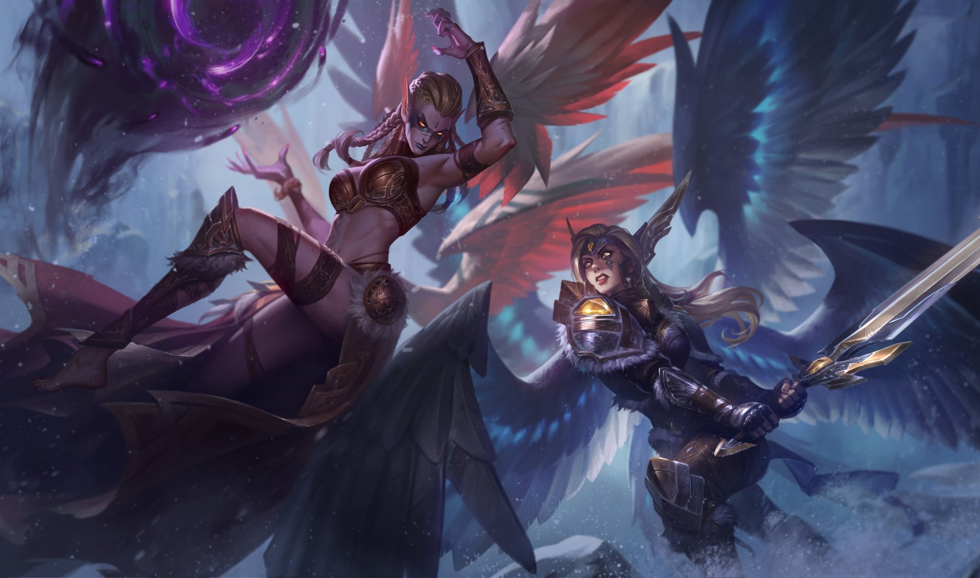 League of Legends 4K: Morgana vs Kayle Epic Battle Wallpaper by Chen Bo