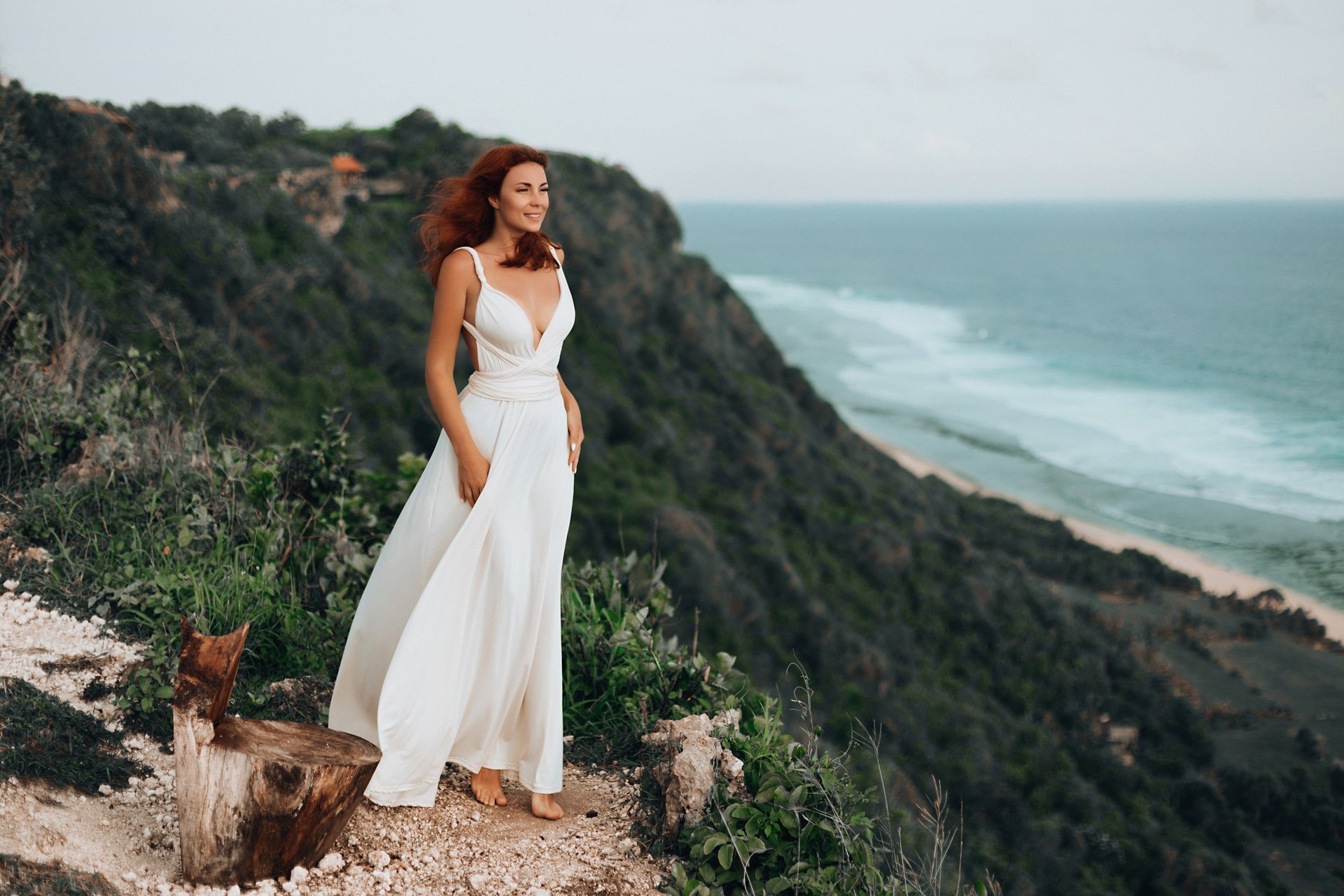 Download Depth Of Field Redhead Smile White Dress Woman Model HD ...